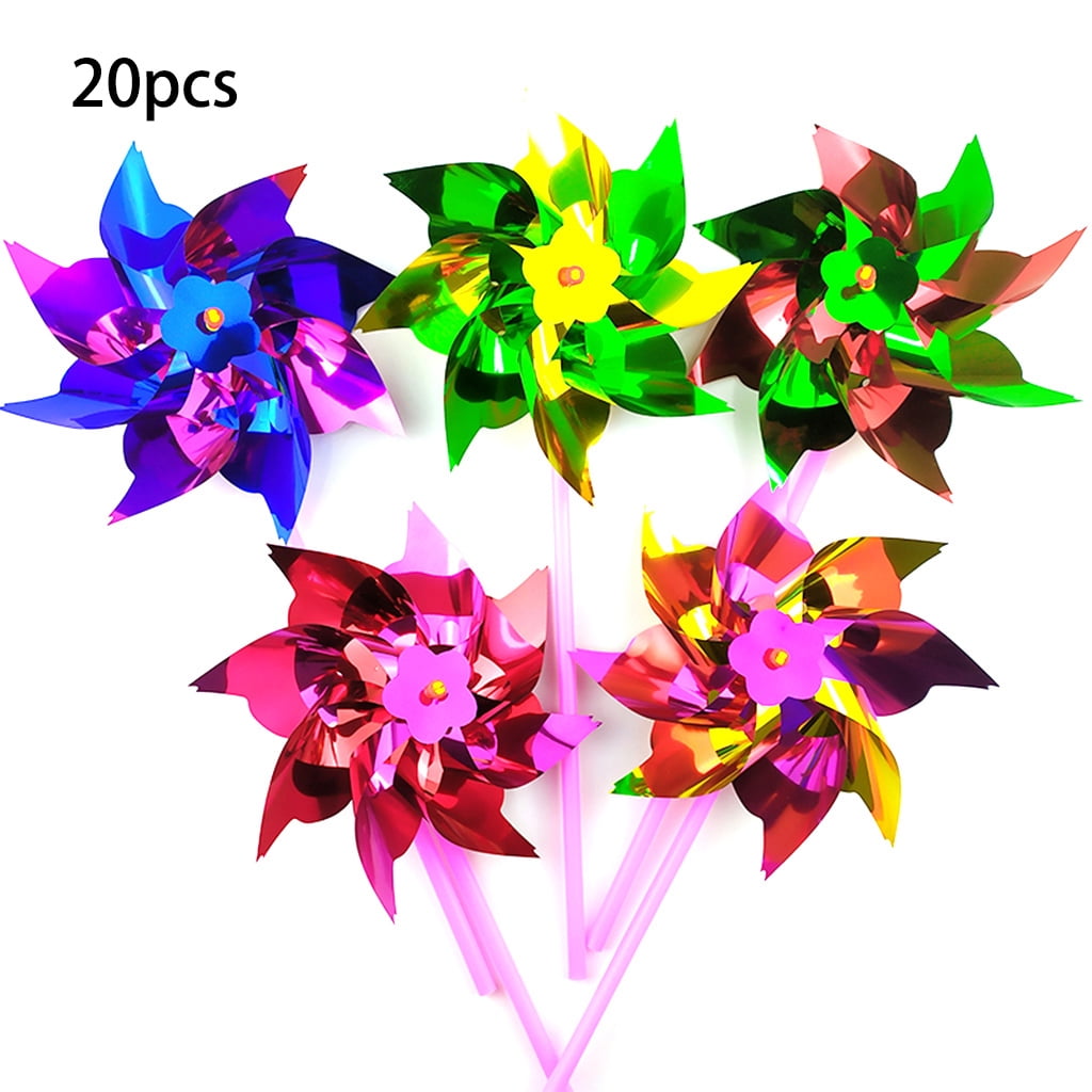 20pcs Garden Pinwheel Plastic Windmills Easy Rotate Pin Wheels Boys ...