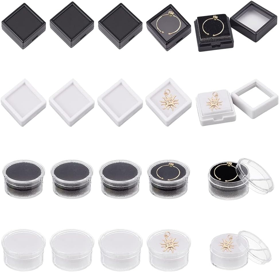20pcs Gemstone Display Box 2 Style Jewelry Storage Case Black White ...