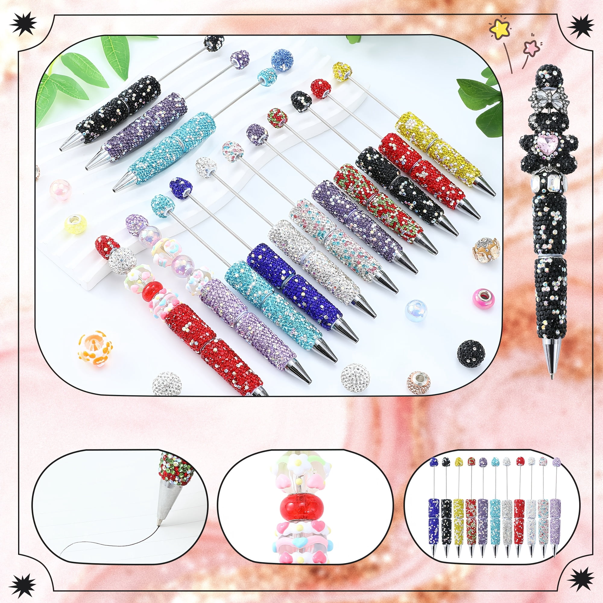 20pcs of Glittering String Beads Pen, All Droplets String Bead Pen, Fun ...