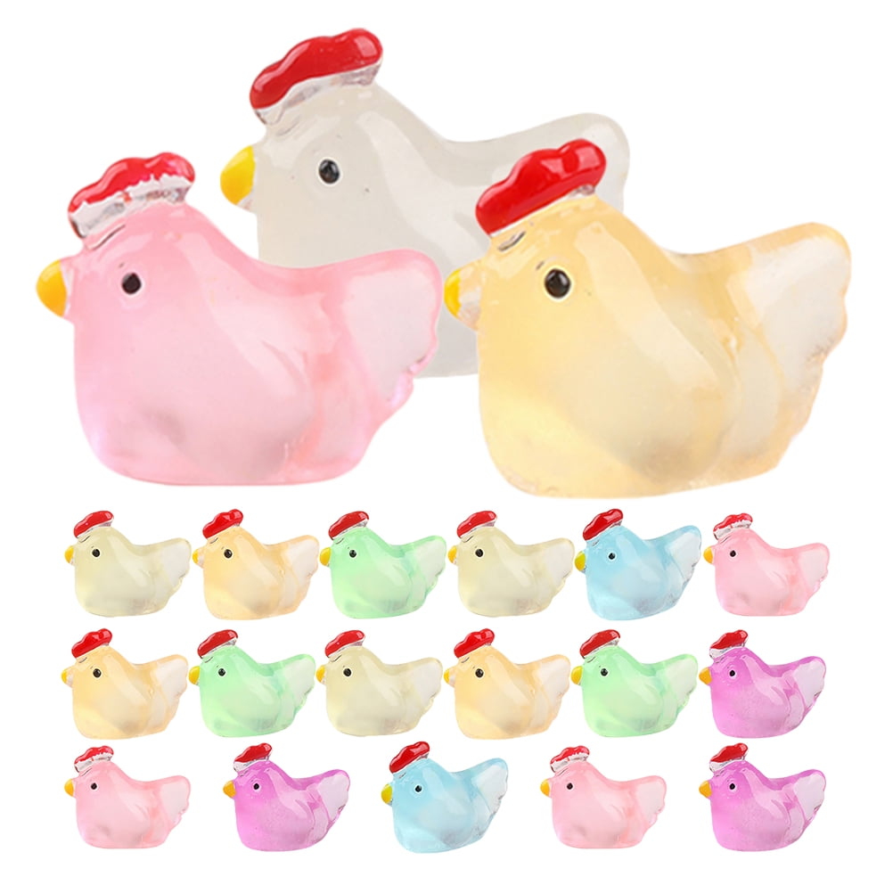 20pcs Glow In The Dark Mini Chickens Resin Chick Moss Landscape ...