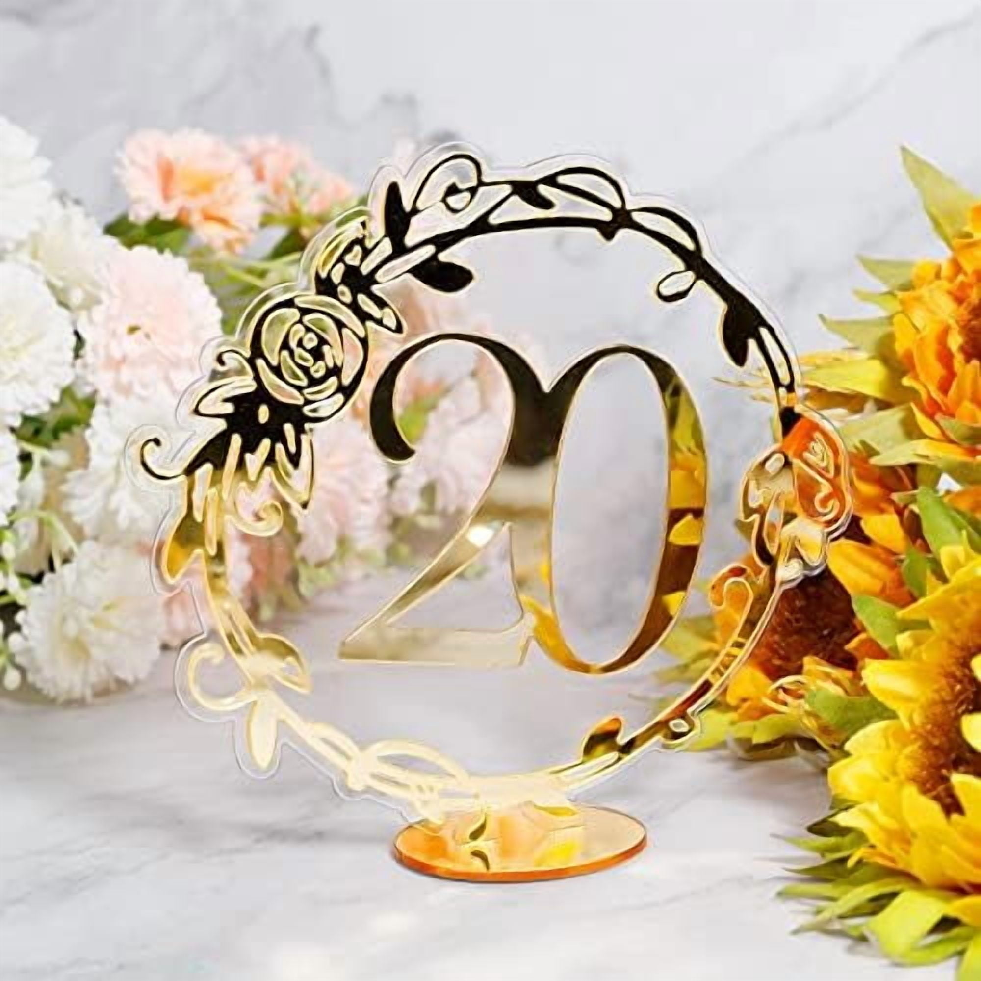 20pcs Gold Acrylic Lace Table Numbers With Stands Holder Base for ...