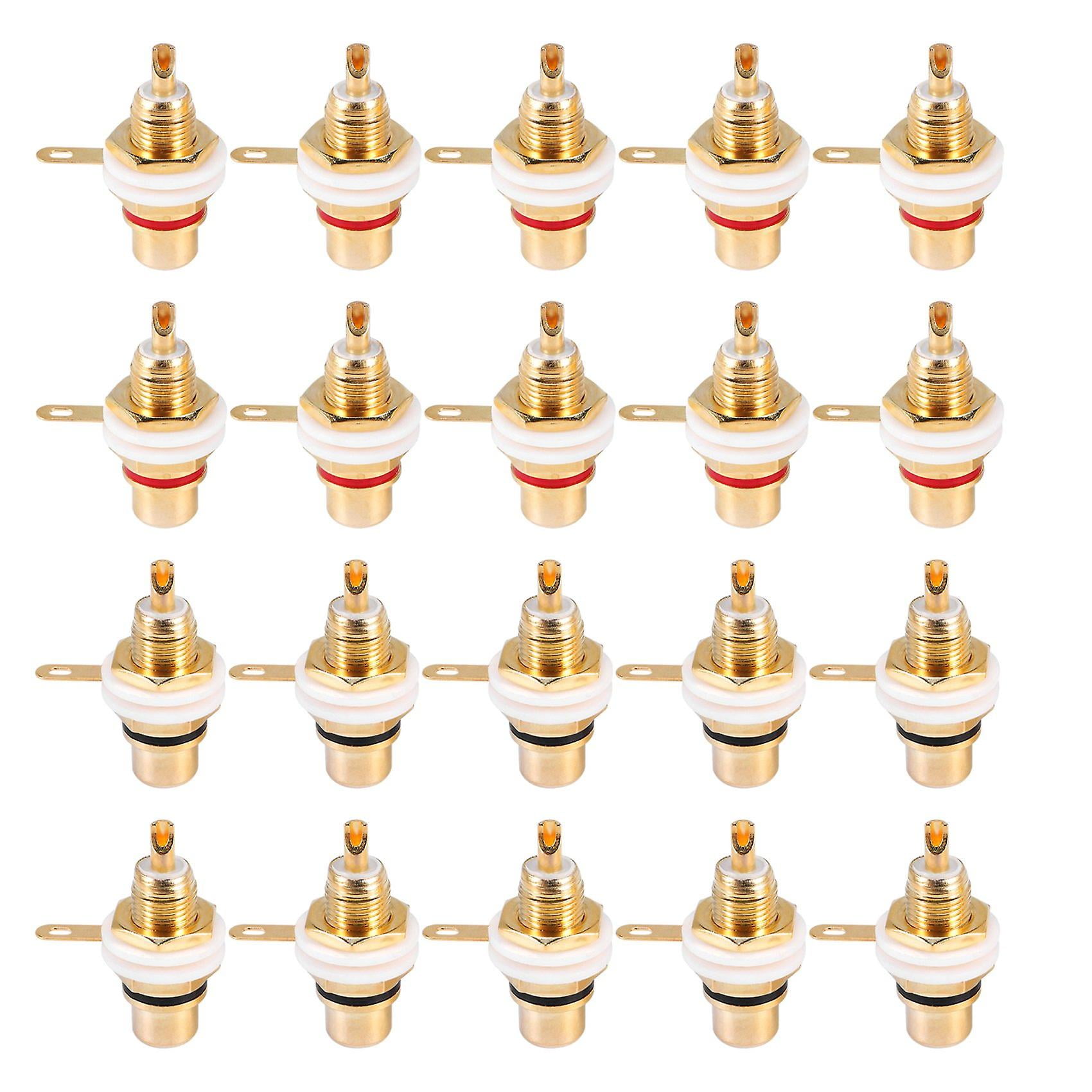 20pcs Gold Plated Rca Terminal Plug Female Socket Chassis Panel ...