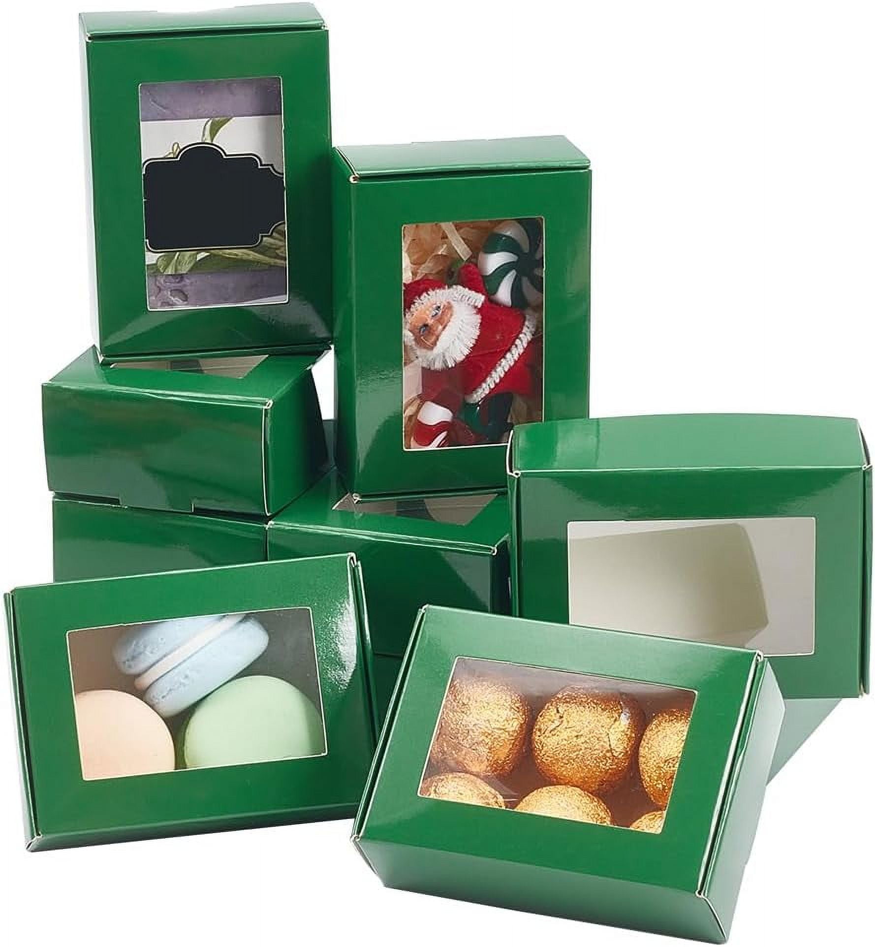 20pcs Green Gift Boxes 3.3x2.3x1.1in With Window Small Paper Donuts ...