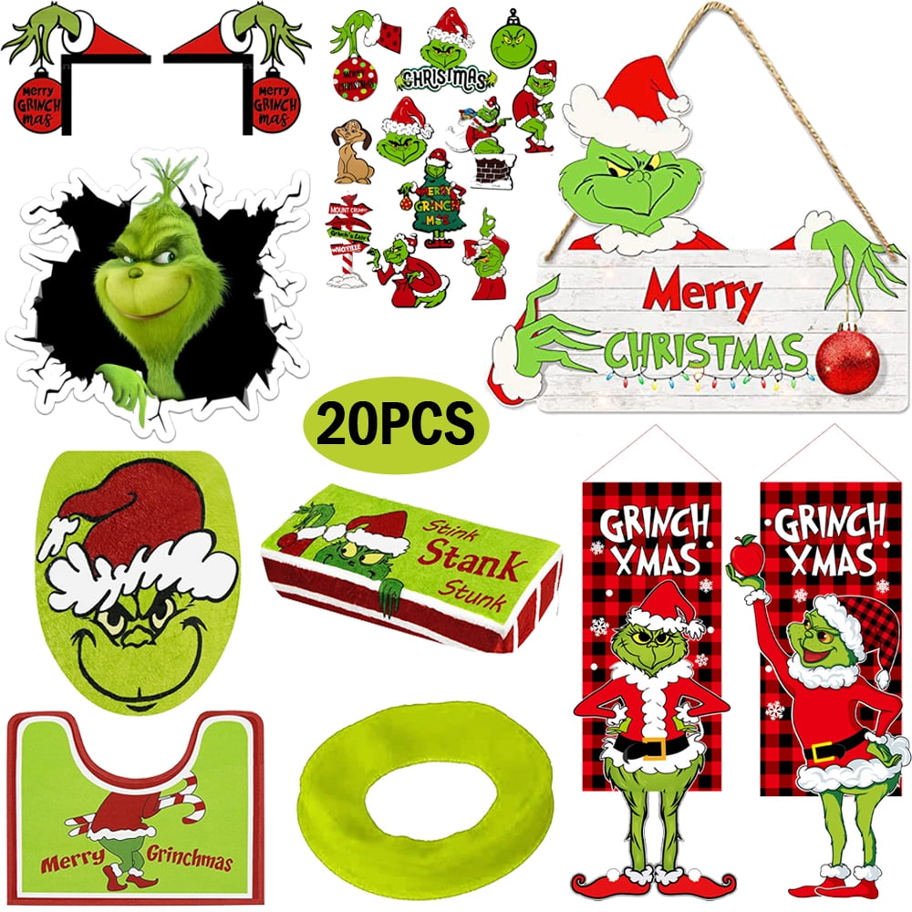 20pcs Grinch Christmas Door Corner Decorations, Hanging Signs Door Sign ...