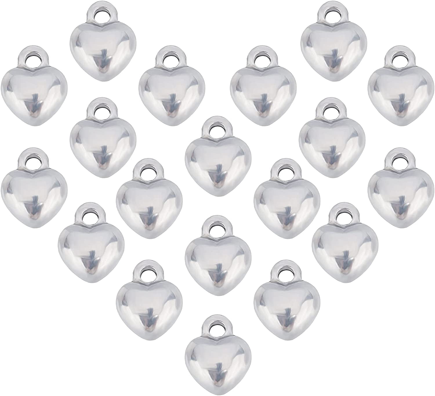 20pcs Heart-Shaped Design Pendant Manual Polishing Metal Large Hole ...