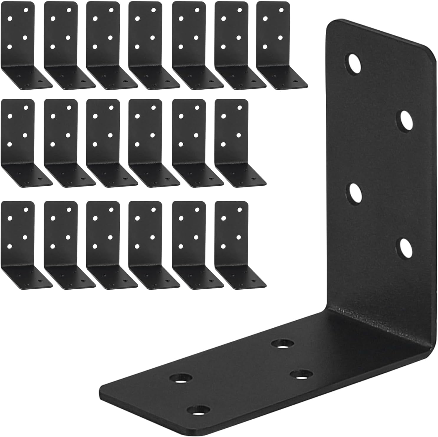 20pcs Heavy Duty 3x3x1.5in Steel L Bracket - Black 90 Right Angle Joist ...