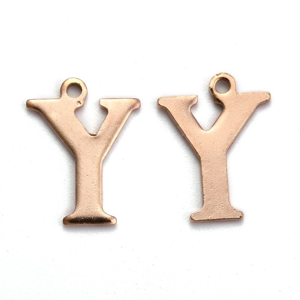 20pcs Ion Plating(IP) 304 Stainless Steel Alphabet Charms Rose Gold ...