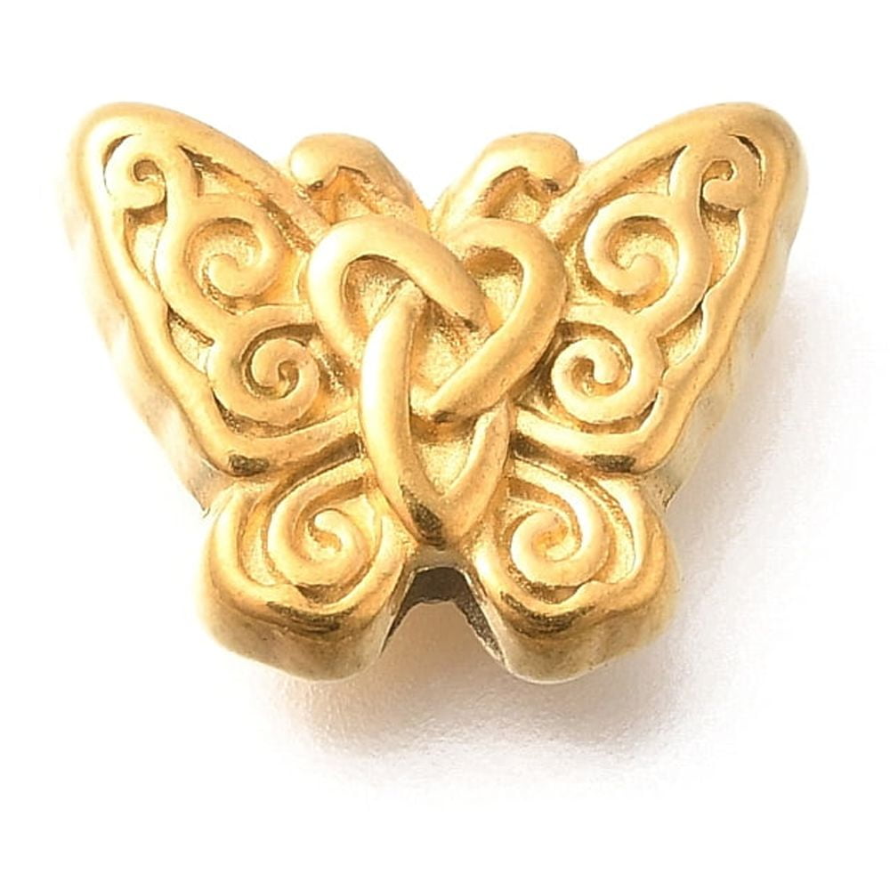 20pcs Ion Plating(IP) 304 Stainless Steel Beads Butterfly Real 18K ...