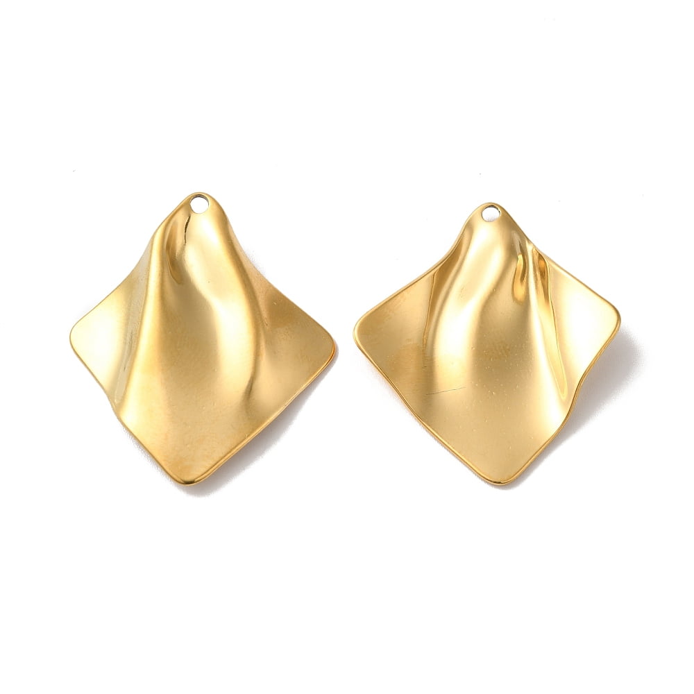 20pcs Ion Plating(IP) 304 Stainless Steel Pendant Rhombus Charm Real ...