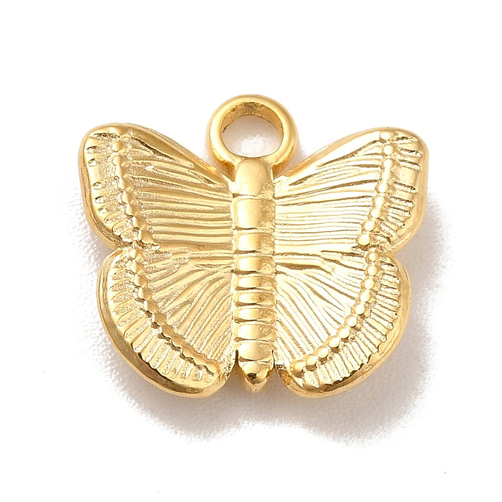 20pcs Ion Plating(IP) 304 Stainless Steel Pendants Butterfly Charms ...