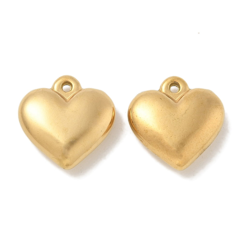 20pcs Ion Plating(IP) 304 Stainless Steel Pendants Heart Charm Real 18K ...
