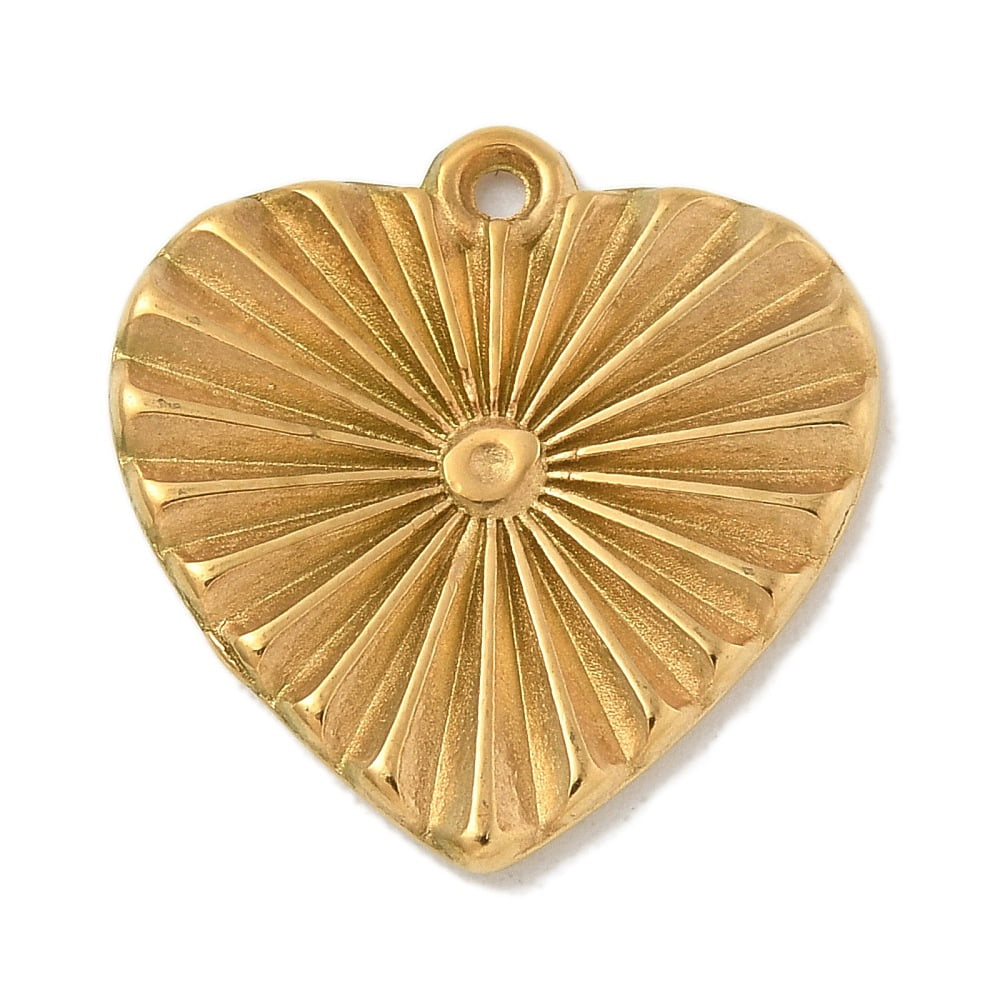 20pcs Ion Plating(IP) 304 Stainless Steel Pendants Heart Charm Real 18K ...