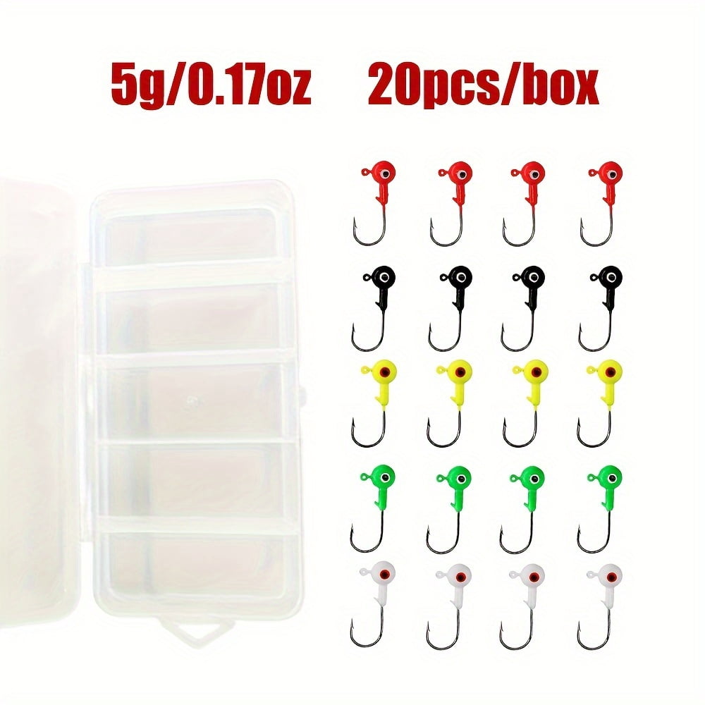 20pcs Lead Head Fishing Jig Hooks Set, Freshwater Saltwater Fishing Jig ...