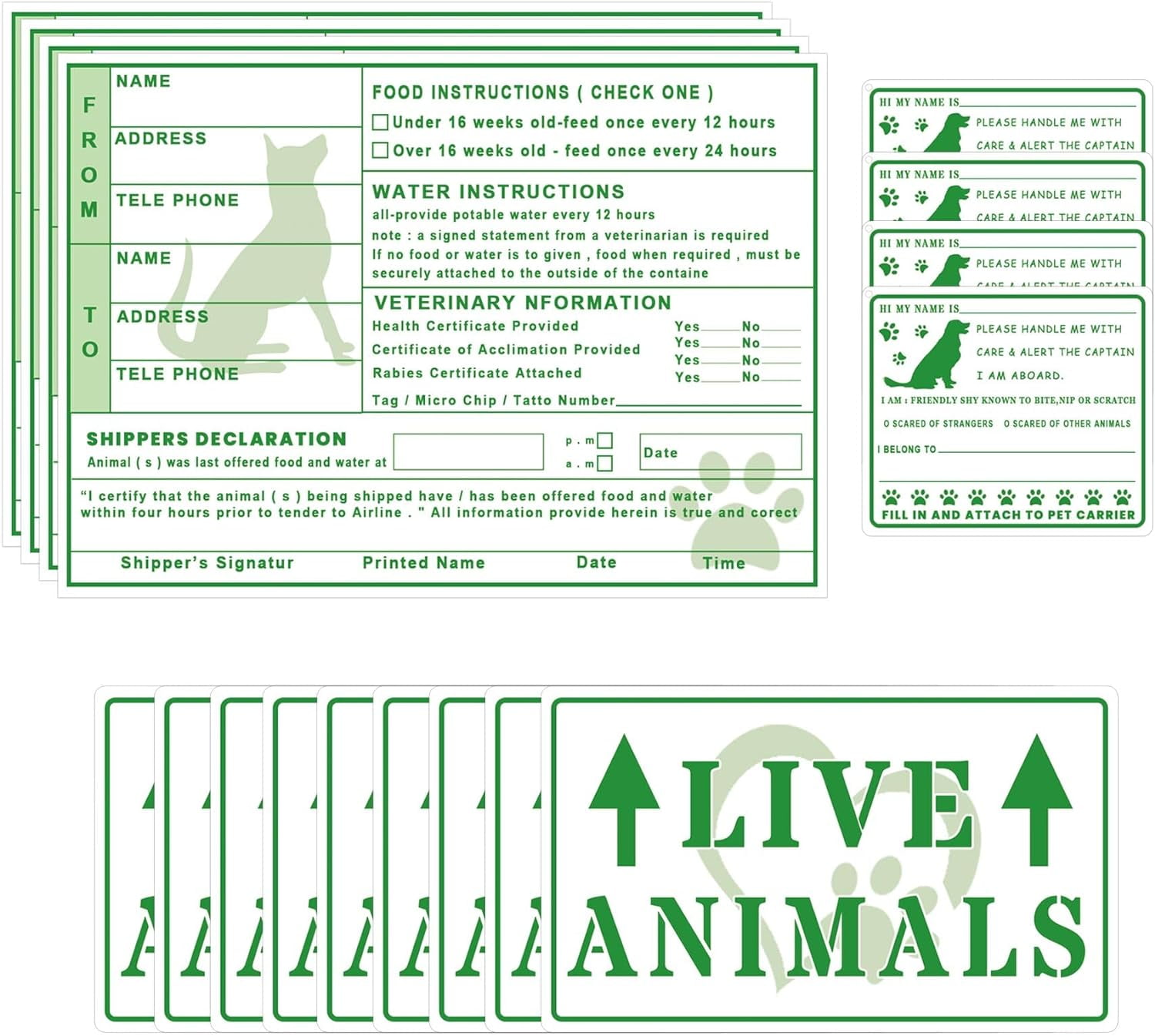 20pcs Live Animals with Arrow Sticker Live Animal Stickers for Airline ...