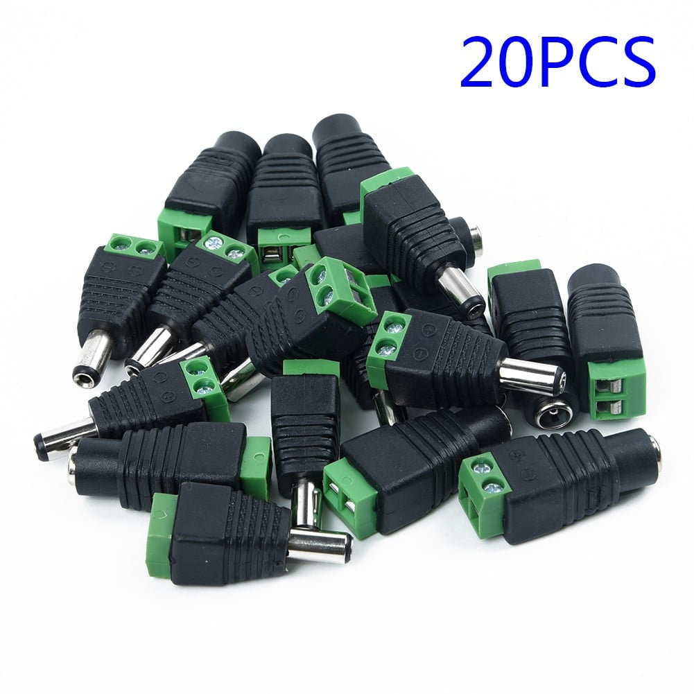 20pcs Male Female DC Power CCTV 12V Power Terminal Connectors 5.5*2.1mm ...