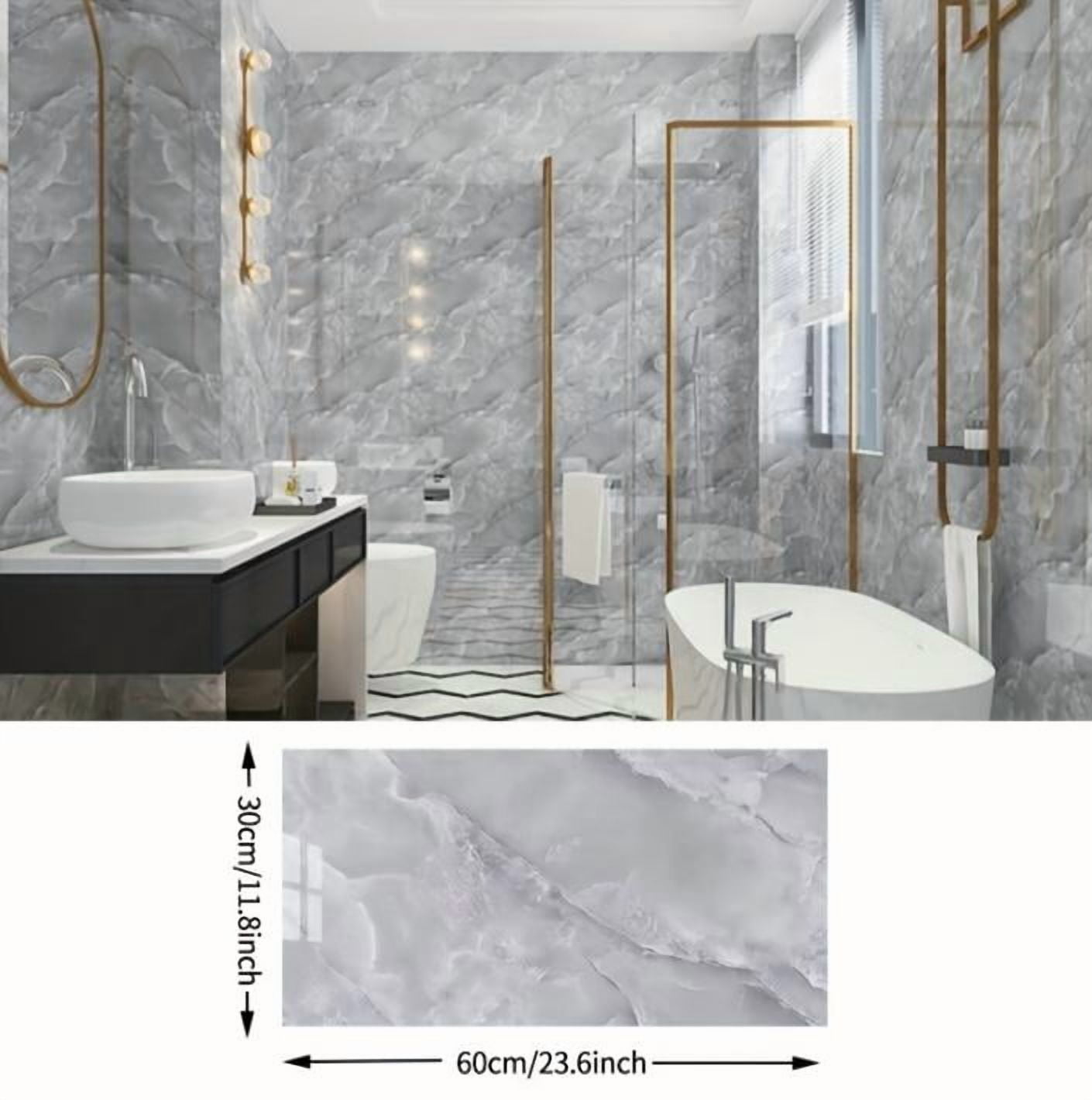 20pcs Marble Peel and Stick Waterproof Wall Panels Heat-Resistant ...