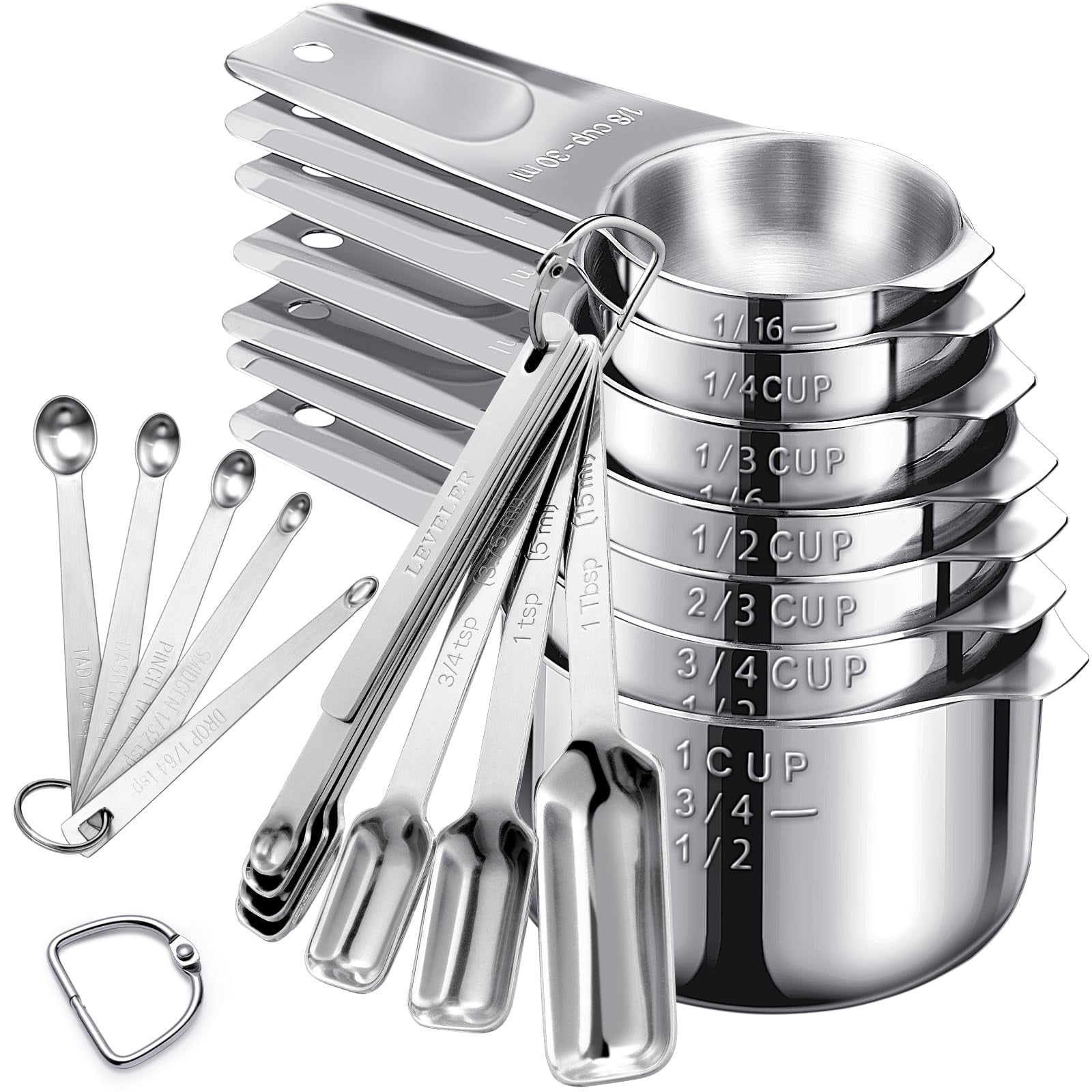 20pcs Measuring Cups And Spoons Set Stainless Steel Stackable Nesting ...