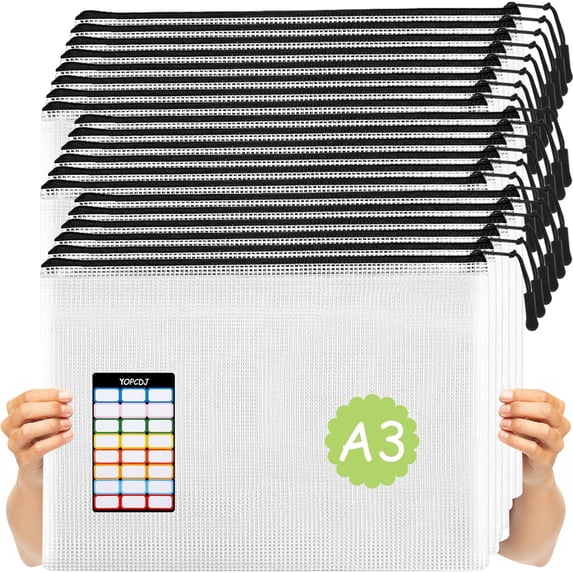 20pcs Mesh Zipper Pouch, A3 17x12 Inches Large Reusable Zipper Pouches ...