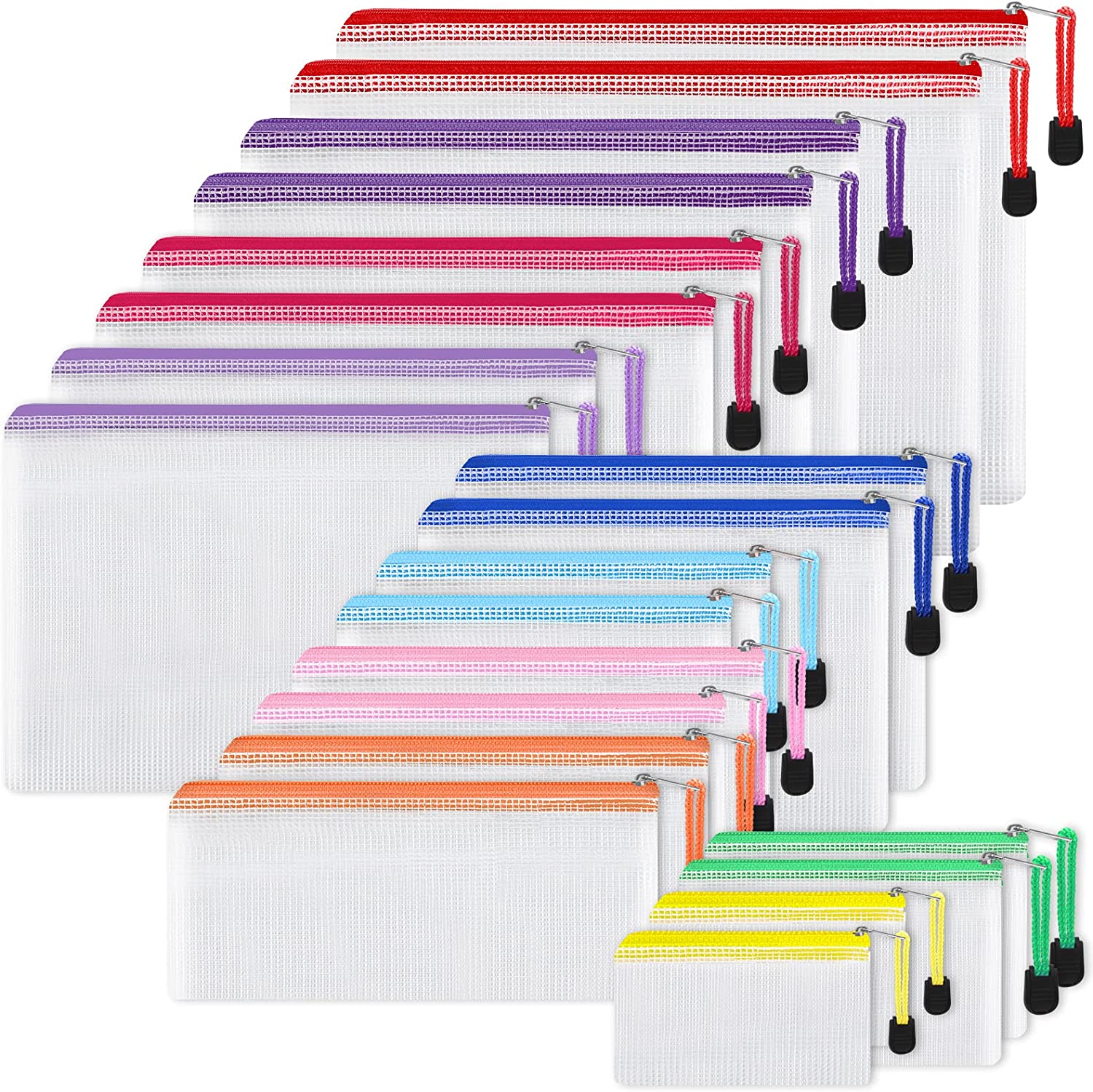 20pcs Mesh Zipper Pouch, Waterproof Zipper Bags, 8 Sizes Plastic Travel ...