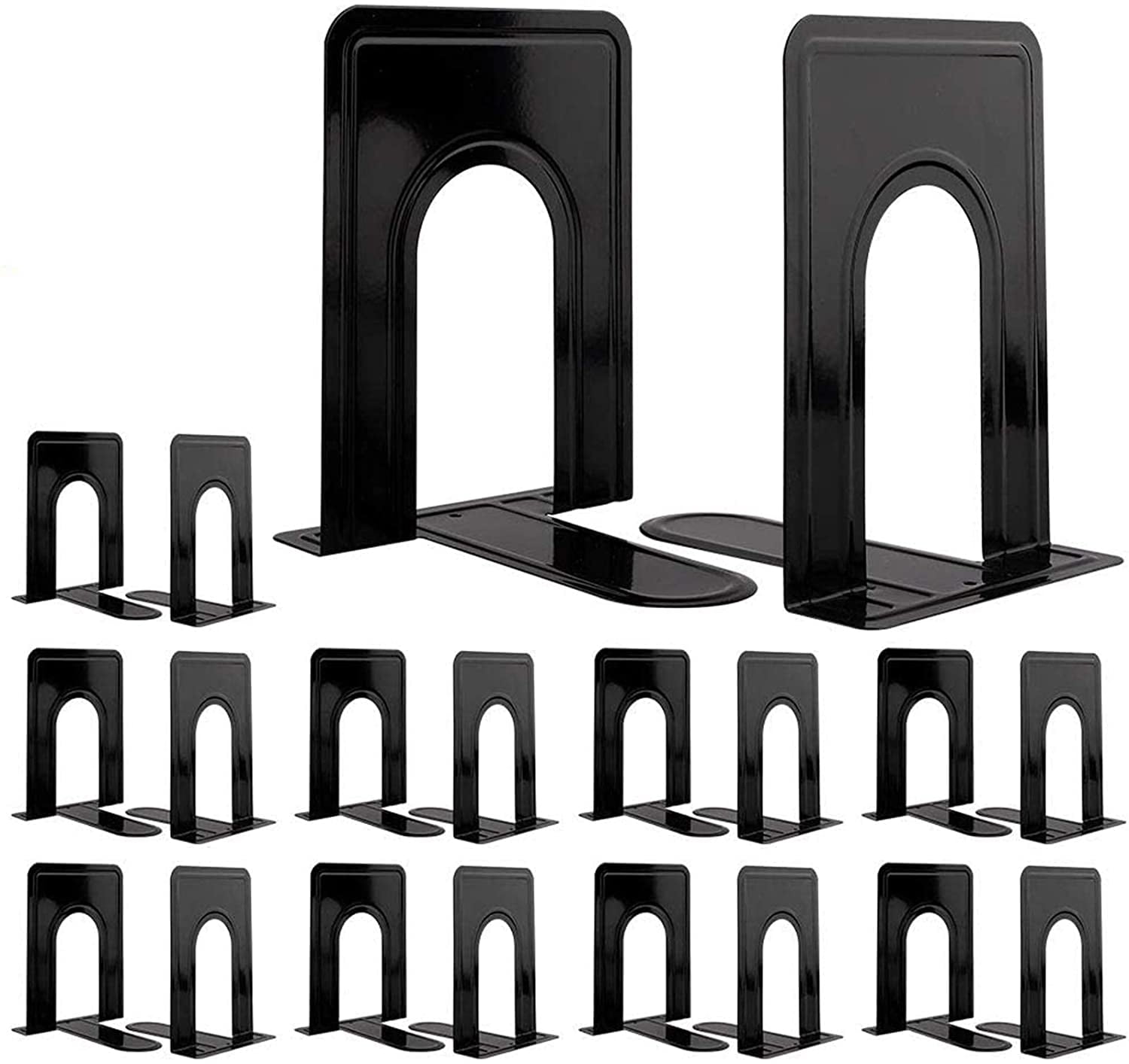 20pcs Metal Bookends for Shelves, 6.6"x 5.7"x 5" Black Heavy Duty Book ...