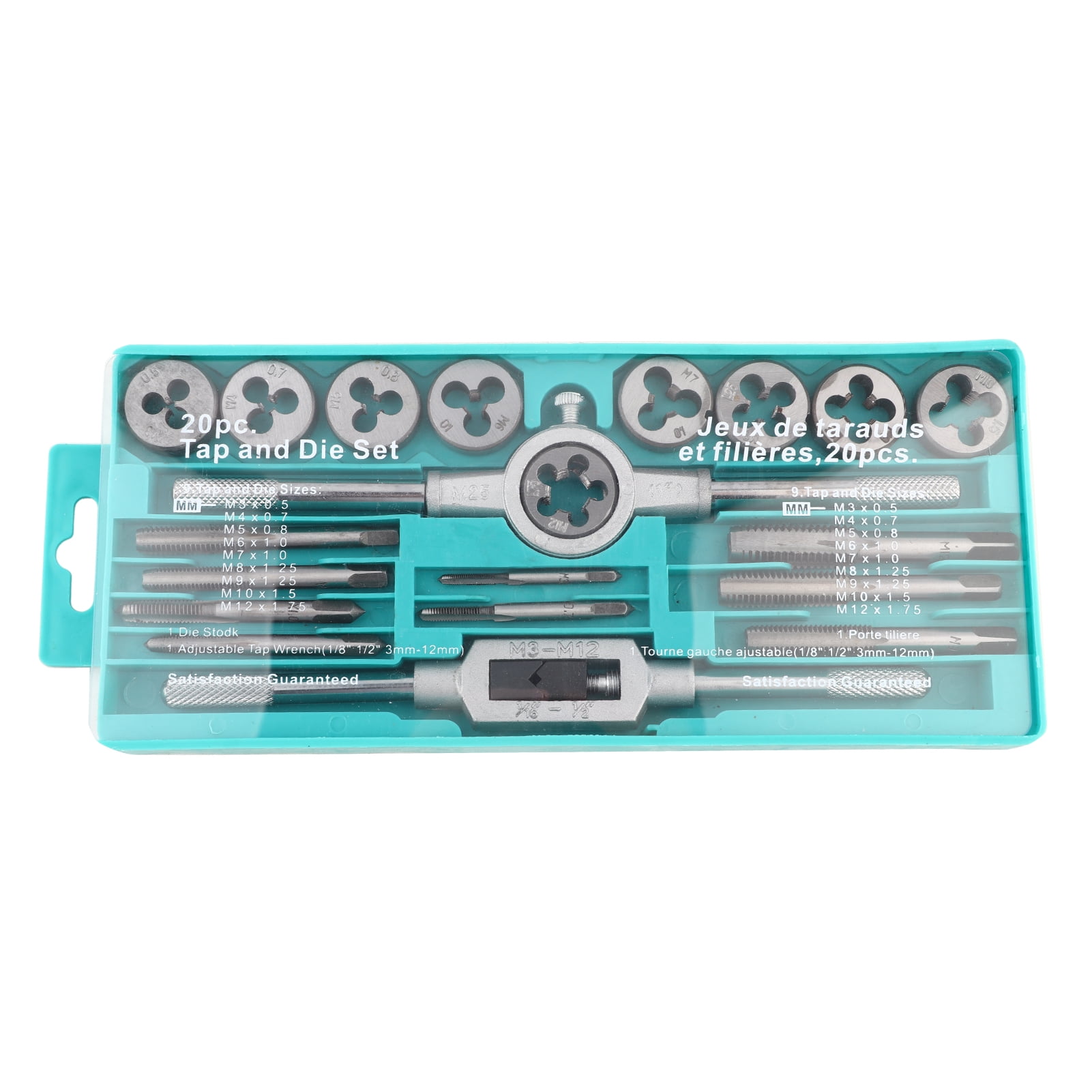 20pcs Metric Thread Tap Die Set, High Hardness Alloy Steel, Portable Hand Tools for Metal ...