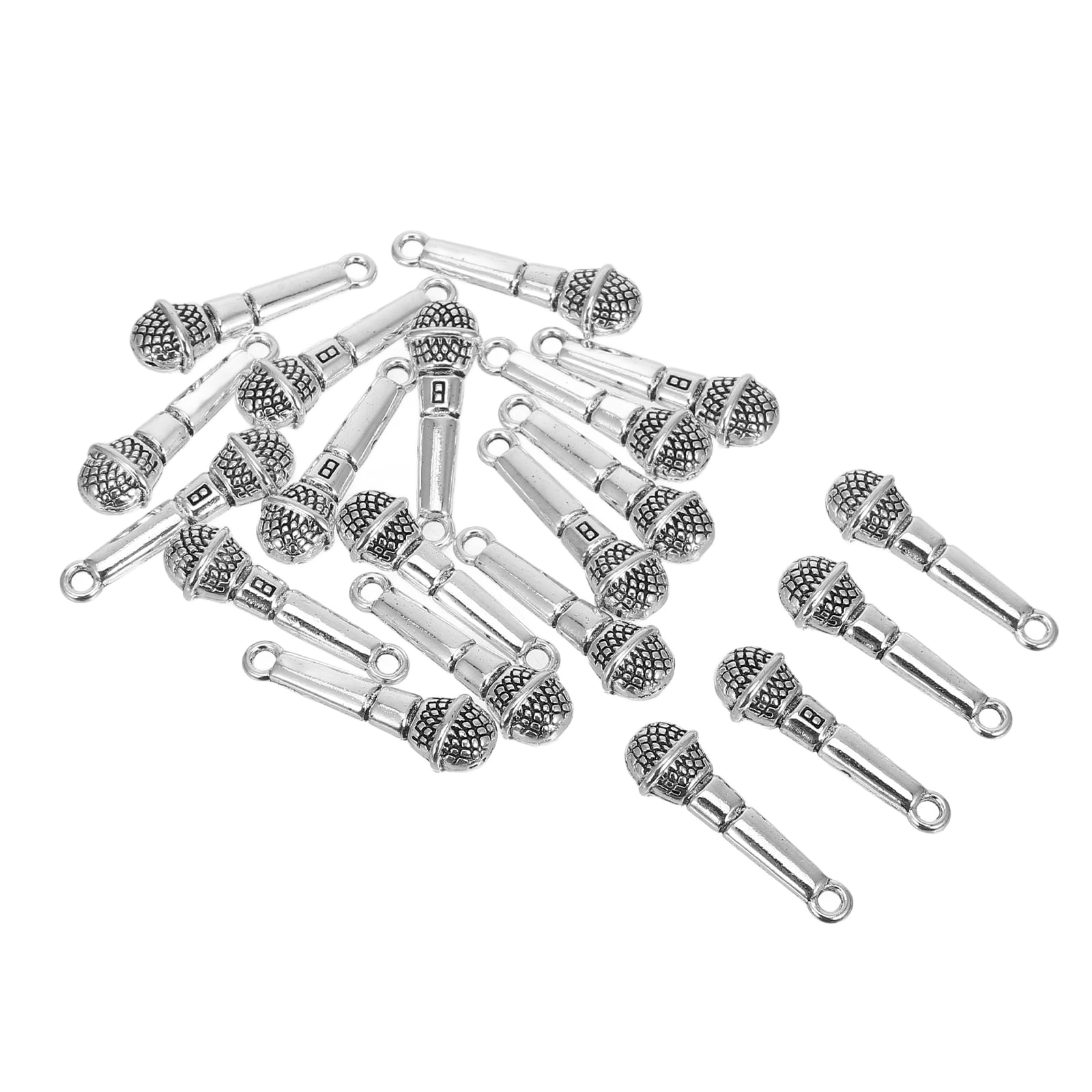 20pcs Microphone Shape Charms Vintage Alloy Music Microphone Dangle ...