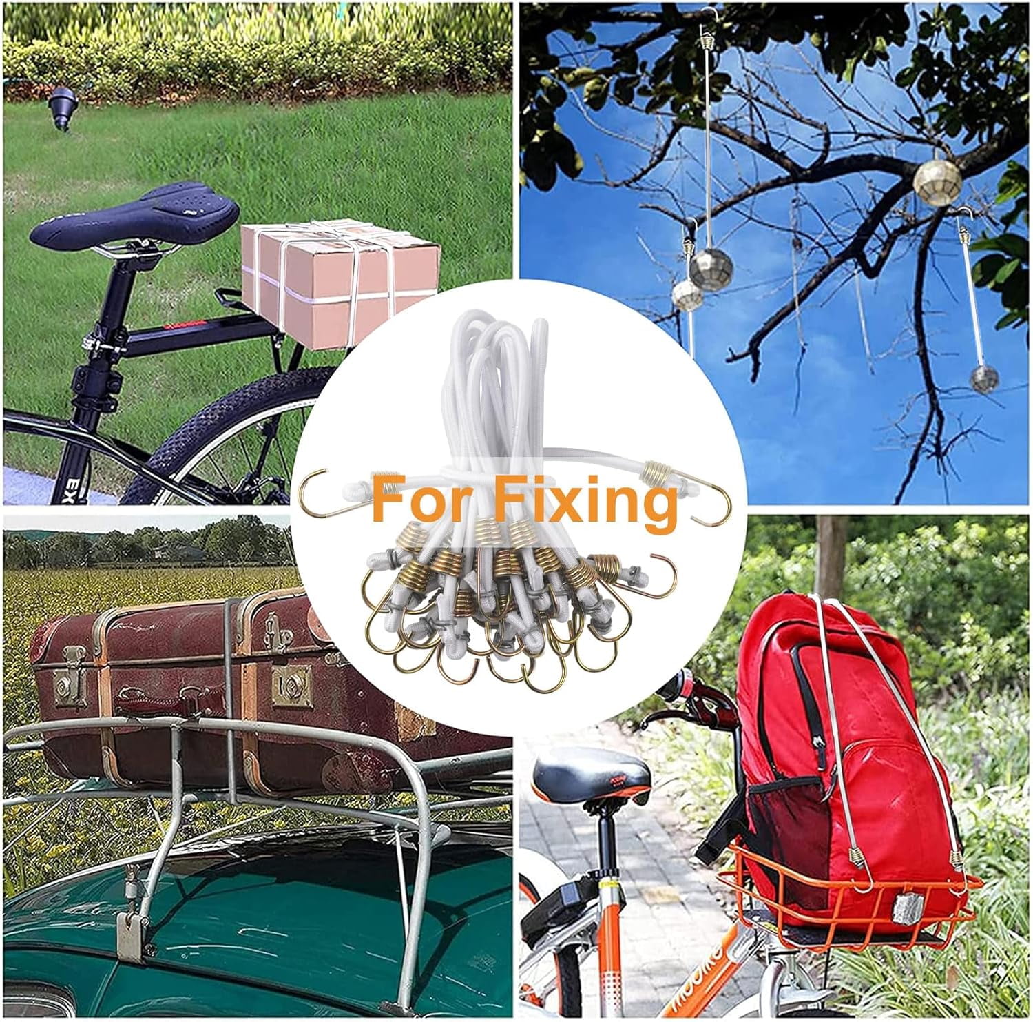 20pcs Mini Bungee Cords with Metal Hooks,Elastic Bungee Straps ， White ...