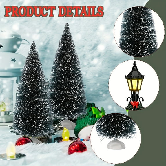 20pcs Mini Christmas Tree Snow Covered Branch Village Tree Artificial ...