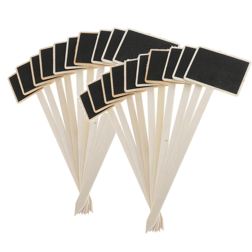 20pcs Mini Rectangle Chalkboards Black Board with Stand Stake Stick for ...