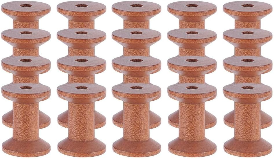 20pcs Mini Wooden Spools 1.2inch Empty Natural Wood Spools Wire Weaving ...