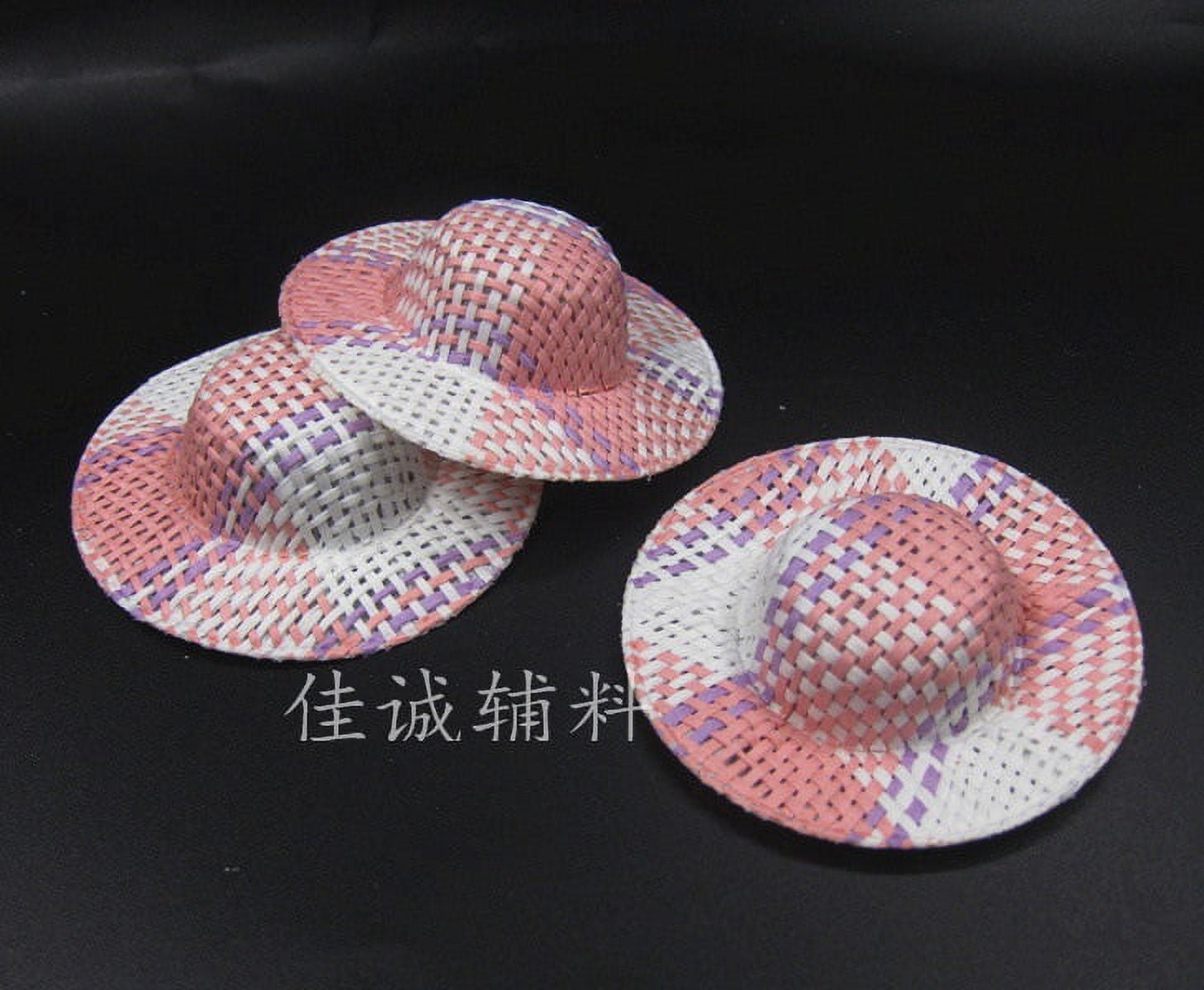 FRCOLOR Pink Mini Hats for DIY Crafts with Fine Woven Texture and ...