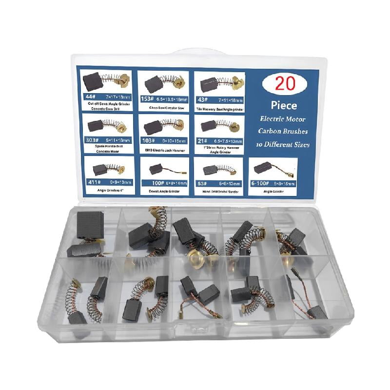 20pcs Multiple Size Carbon Brushes Kit With 10 Models Motor Repair ...