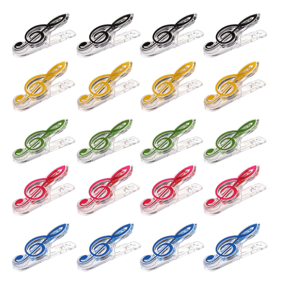 20pcs Music Paper Clip Thick Durable Multi Coloured Plastic For Reading ...