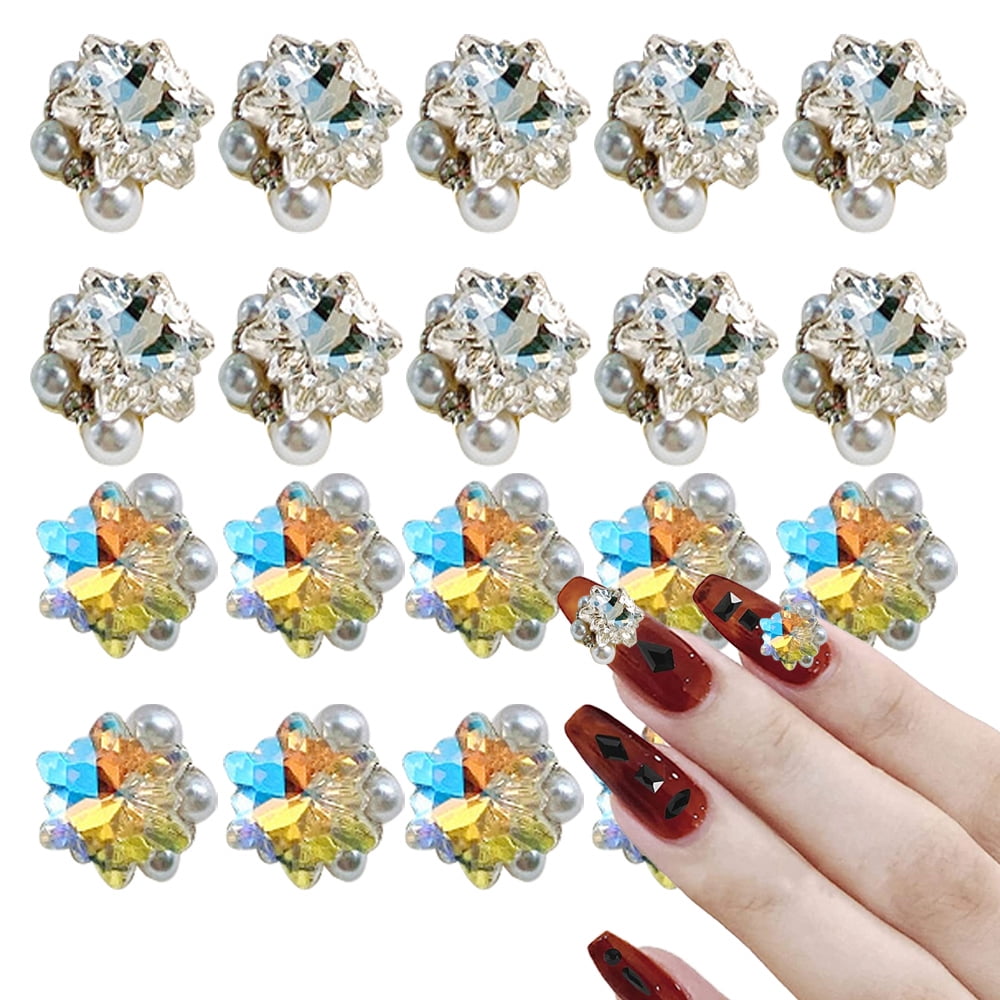 20pcs Nail Crystal Rhinestones, Nail Diamonds Glass Metal Gems Jewels ...