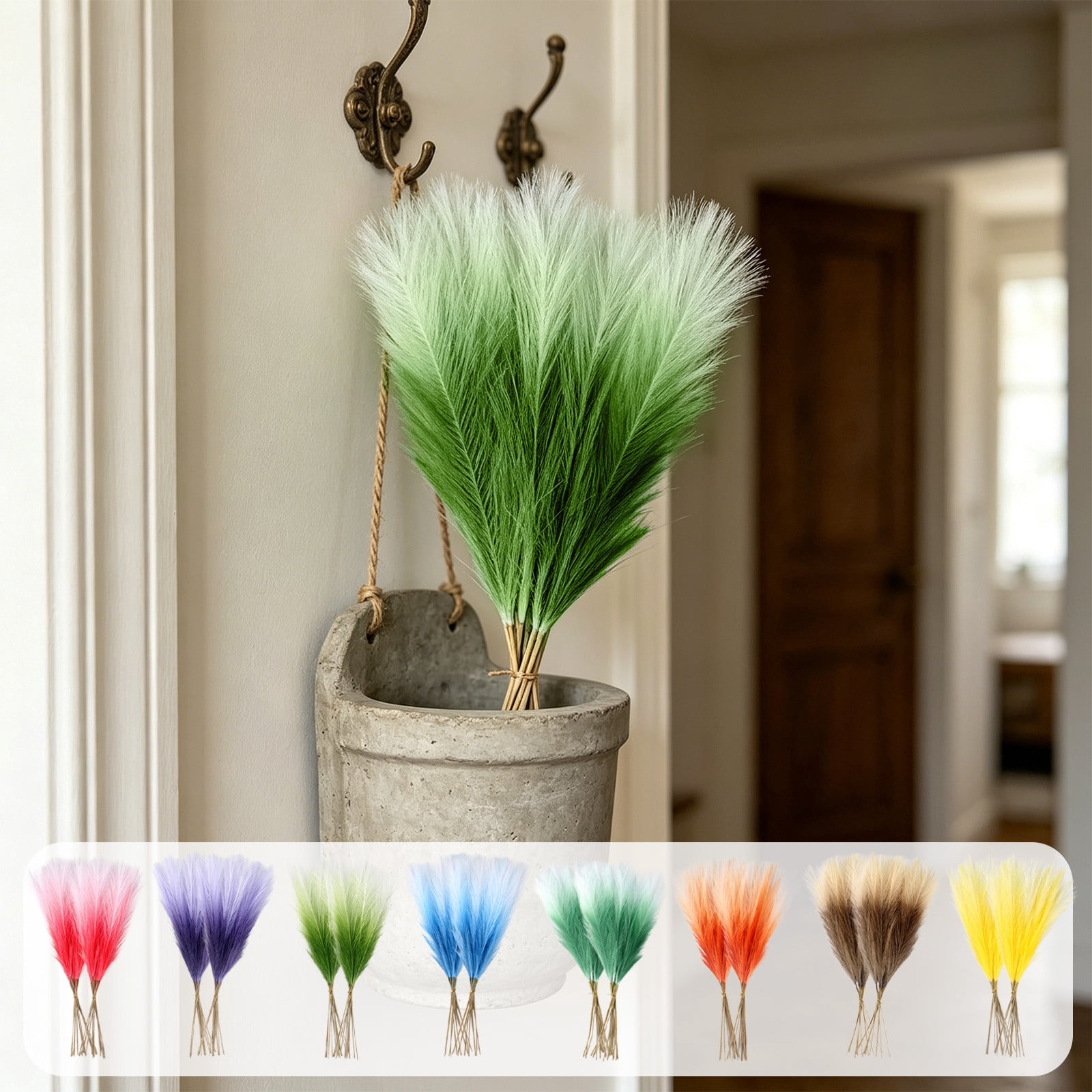 20pcs Natural Style Faux Pampas Grass Dried Flower Bunches, Neutral ...