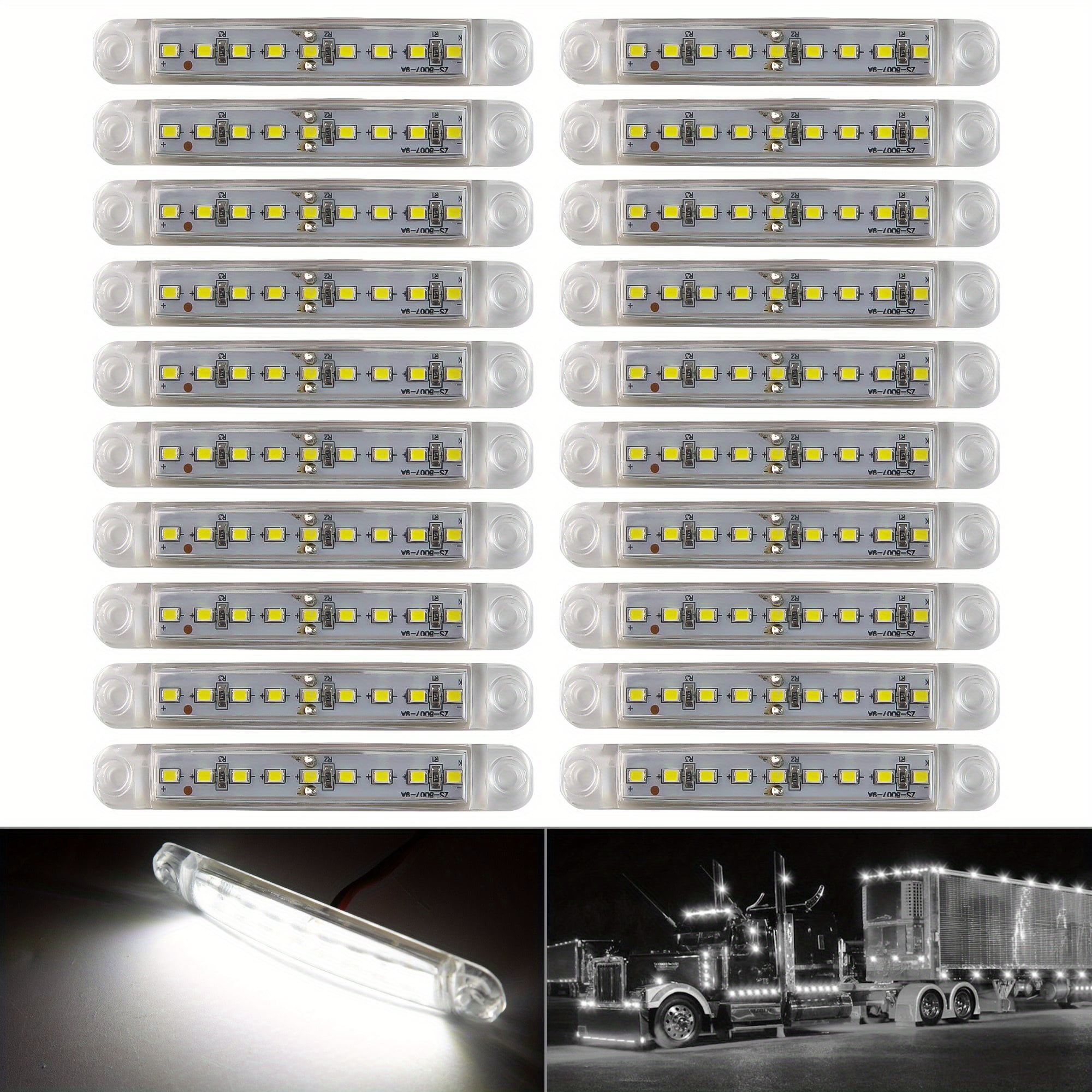 20pcs New Bright 12V 9LED Side Marker Light Lamp Indicator Light Bar ...