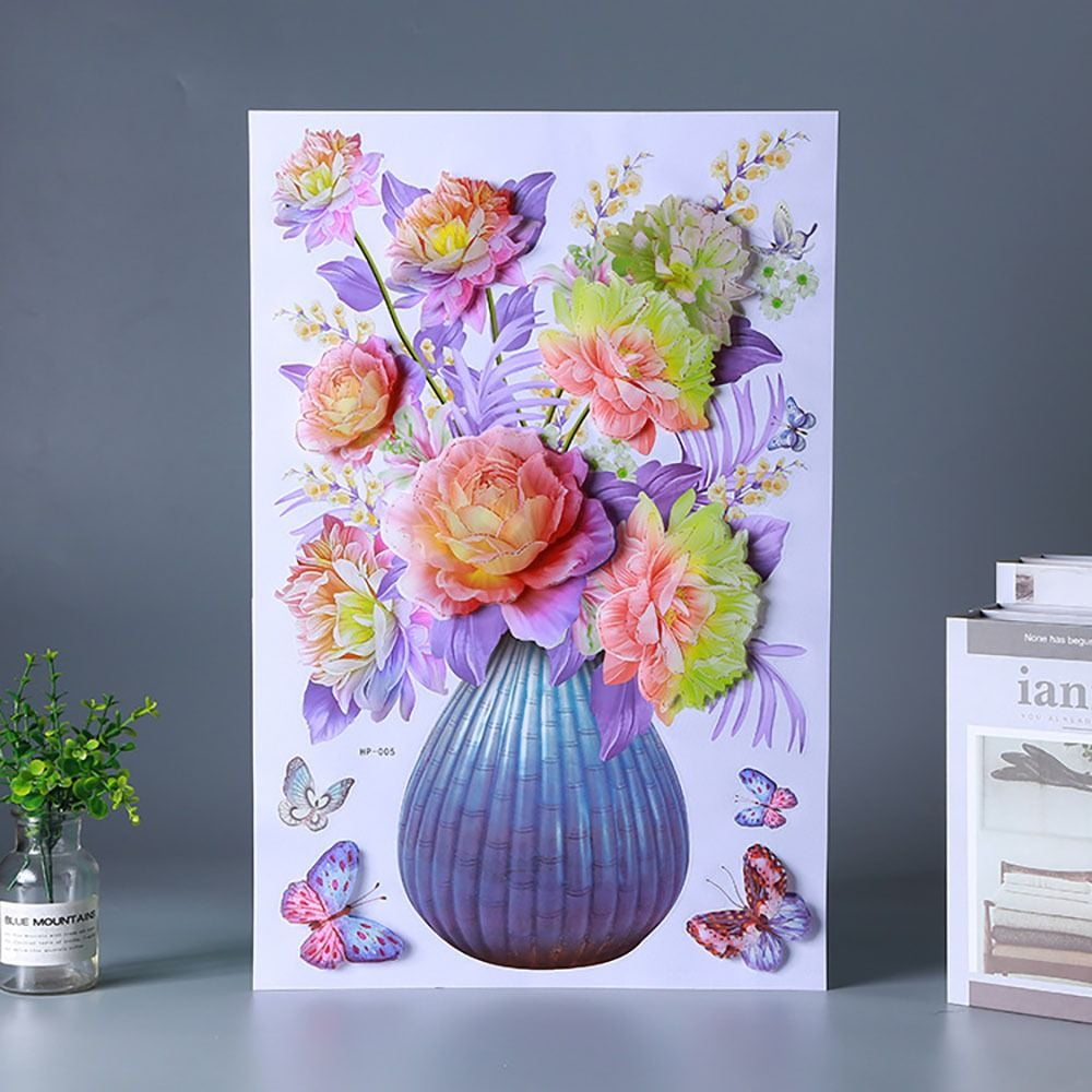 20pcs Office PVC Classical Vase 3D Wall Sticker Art Wall Decals Fridge ...