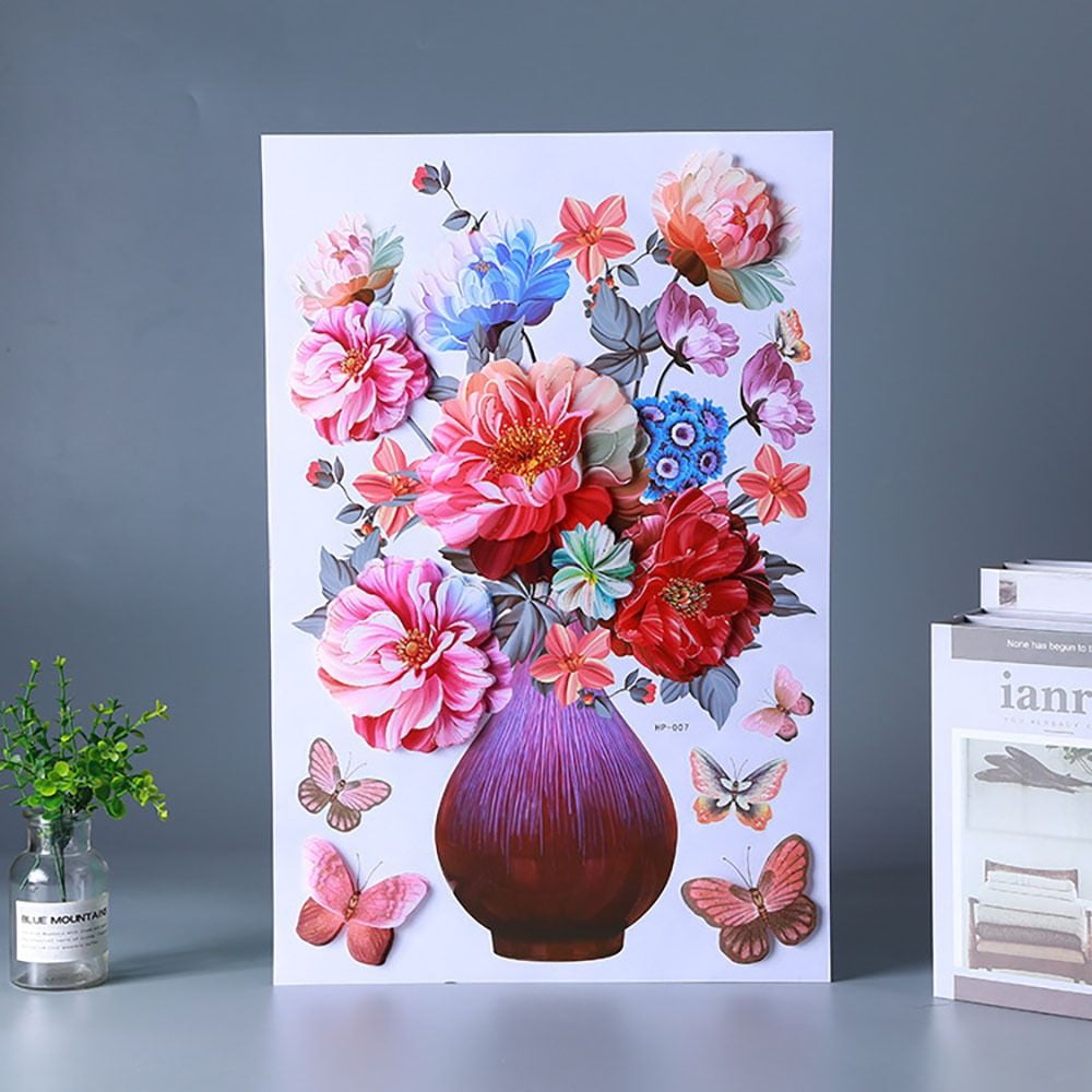 20pcs Office PVC Classical Vase 3D Wall Sticker Art Wall Decals Fridge ...