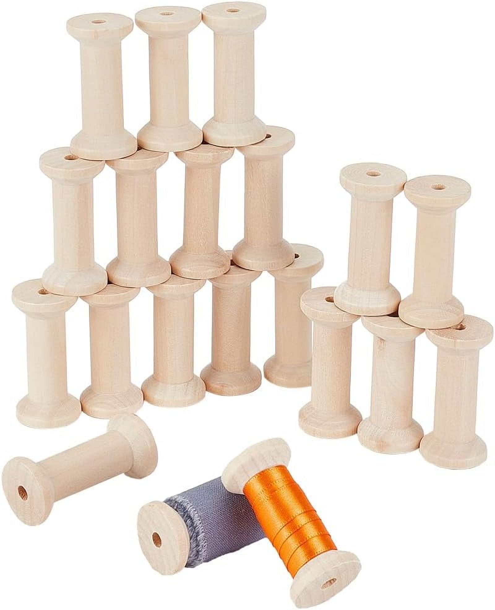 20pcs Old Lace Color Wooden Spools 2.4x1.1 inch Unfinished Empty Thread ...