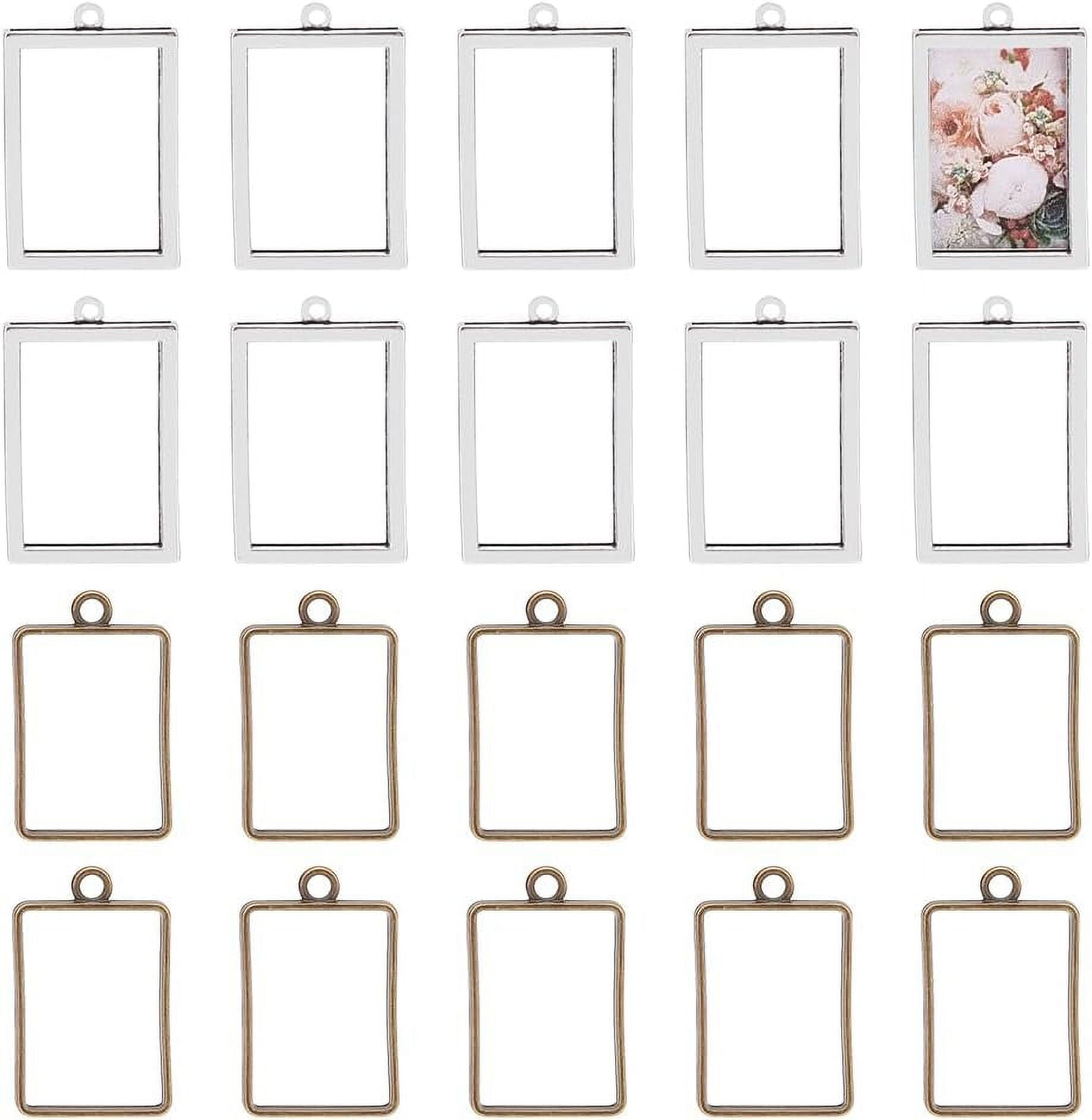 20pcs Open Bezel Photo Frame Pendant Rectangle Frame Hollow Charm for ...
