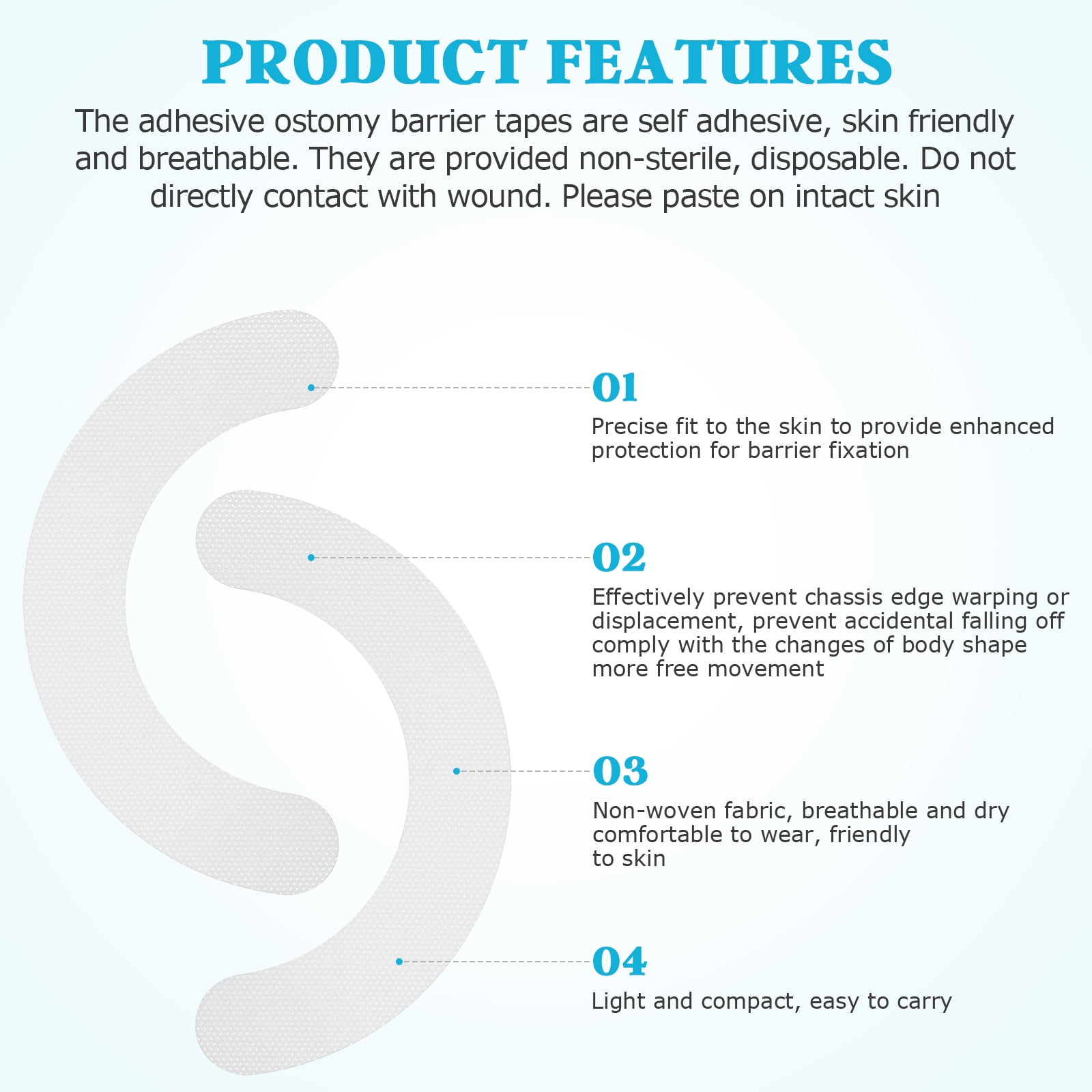 20pcs Ostomy Skin Barrier Strips Adhesive Barrier Tapes Stoma Sensitive ...