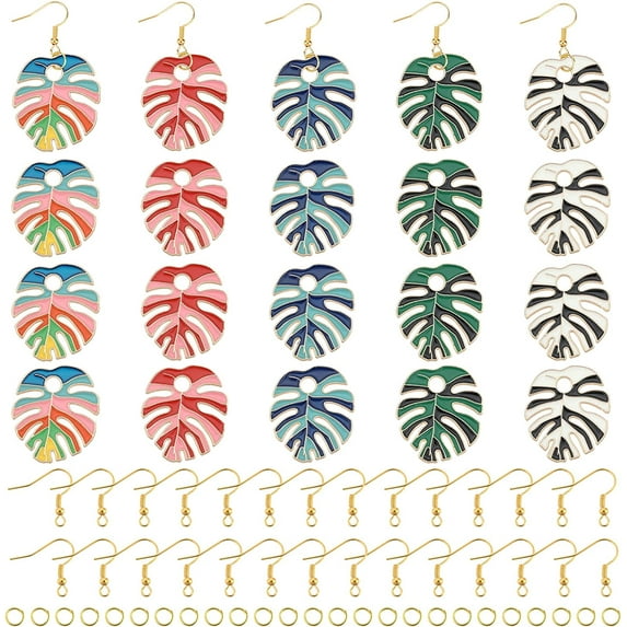 20pcs Palm Leaf Charms 5 Styles Tropical Leaf Pendants Monstera Leaf ...
