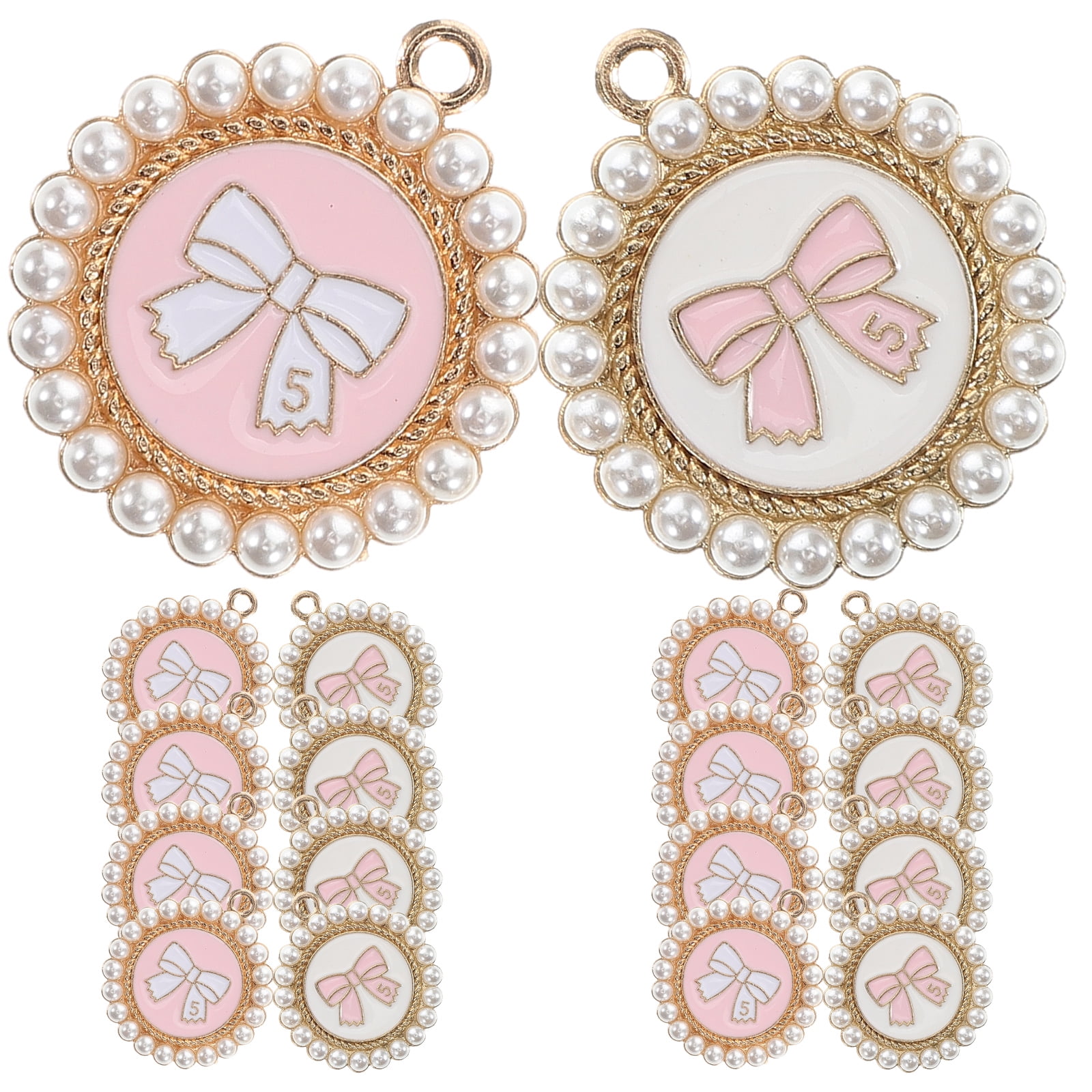 20pcs Pearl Bow Charms Bowknot Mini Metal Pearl Flower Bows Tie ...