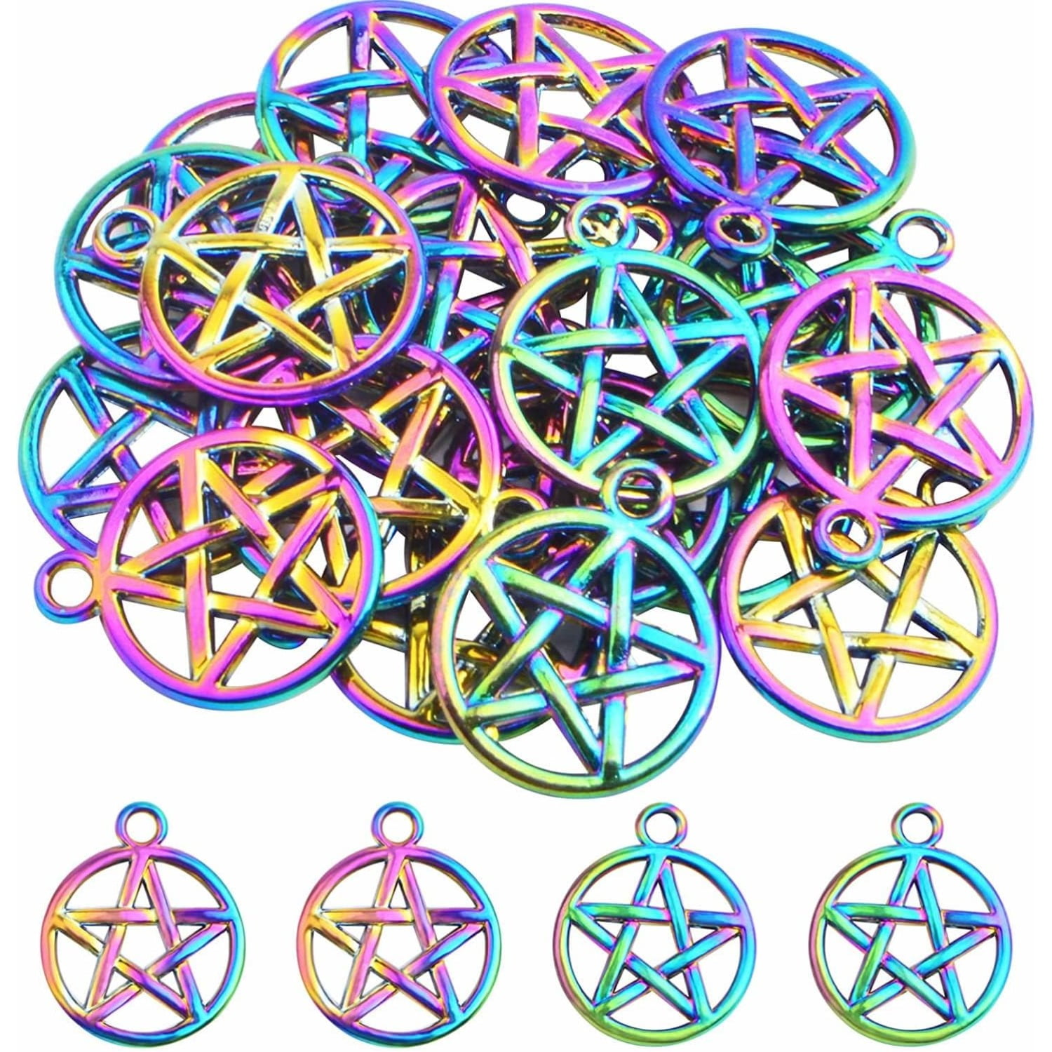 20pcs Pentagram Star Pendant Charms Alloy Pentacle Star Lucky ...