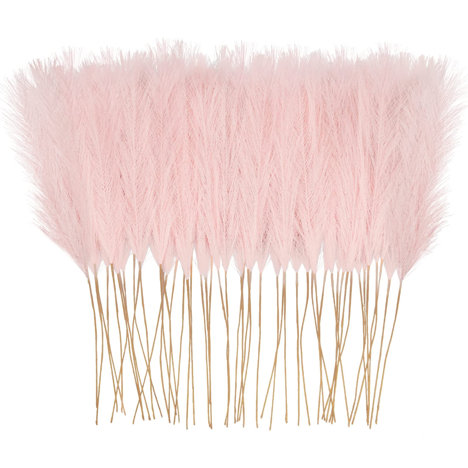 20pcs Pink Faux Pampas Grass Decor, 21.6" Short Artificial Pompous ...