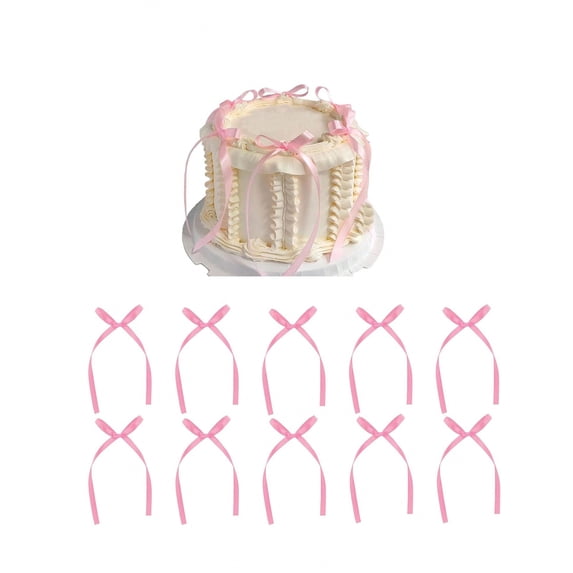 20pcs Pink Ribbon Bow Cake Decoration, Simple Bow for Home Decor ...