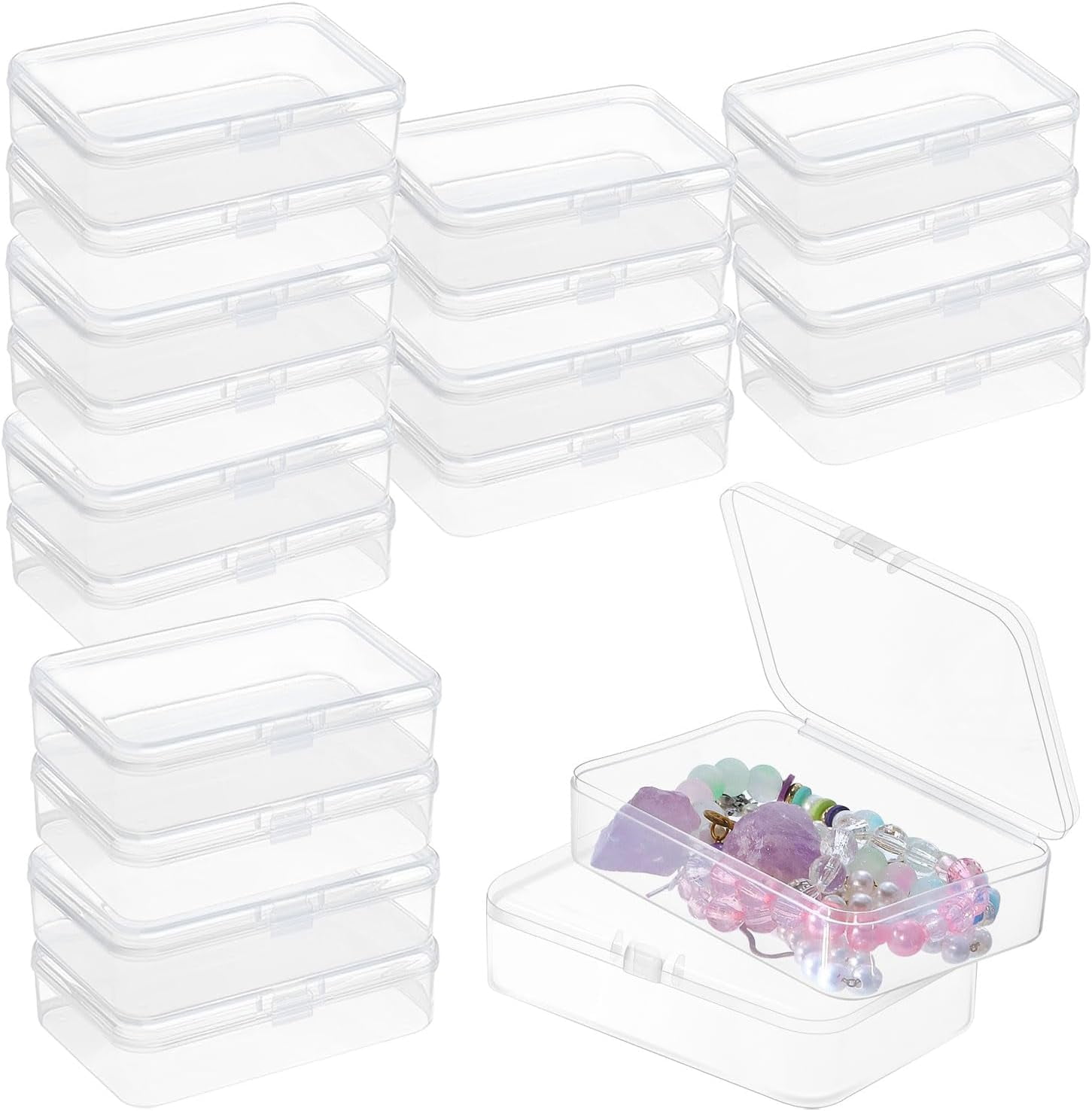 20pcs Plastic Clear Beads Containers Small Rectangle Case for Storage ...