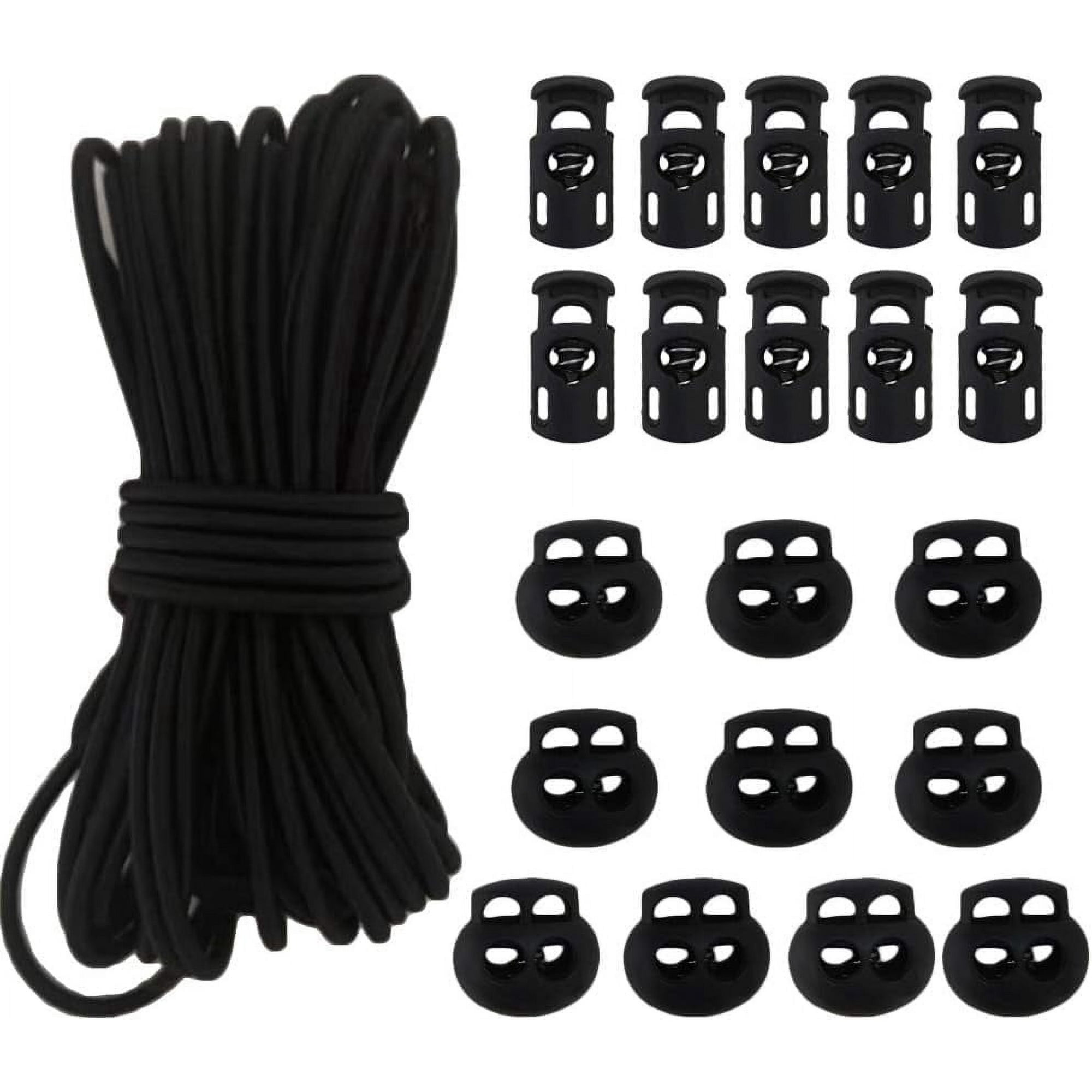 20pcs Plastic Cord Locks with 1/8-Inch 50ft Elastic Cord Heavy Stretch ...