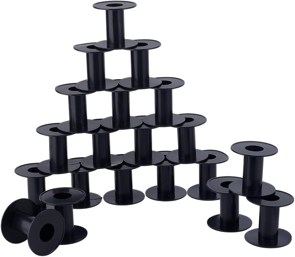 20pcs Plastic Spools Black Ribbon Spools Wire Bobbin Empty Thread Spool ...