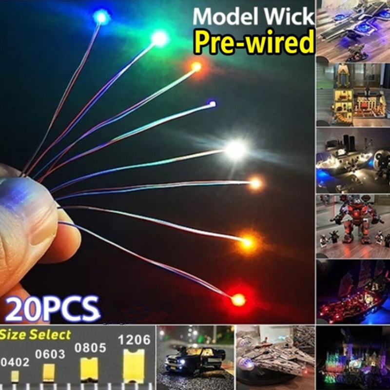 20pcs Pre-soldered Micro SMD LED Pre-wired Light Diode 0402# 0603# 0805 ...